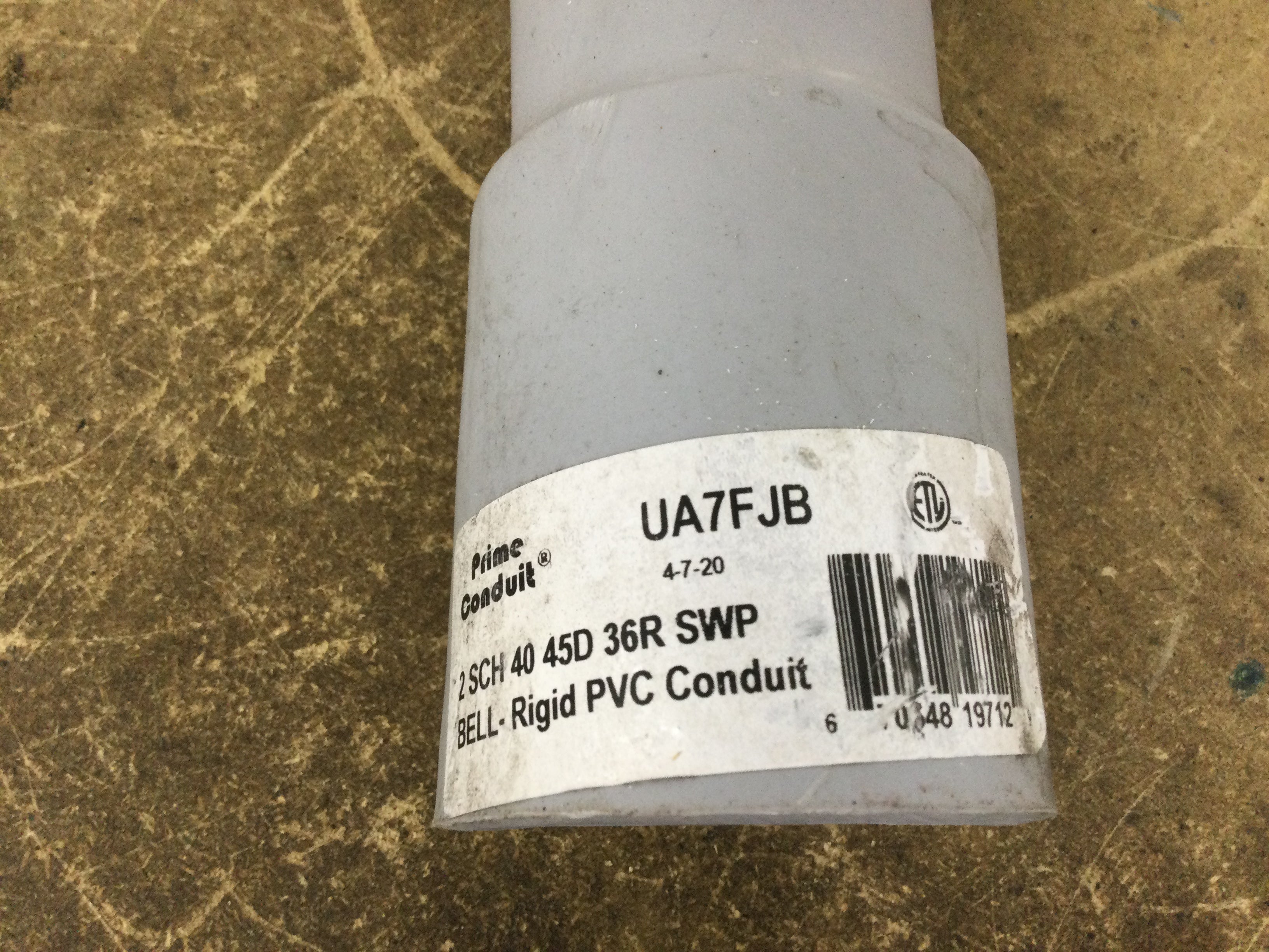 Prime Conduit UA7FJB 2" Schedule 40 45D 36R 45 Degree PVC Elbow
