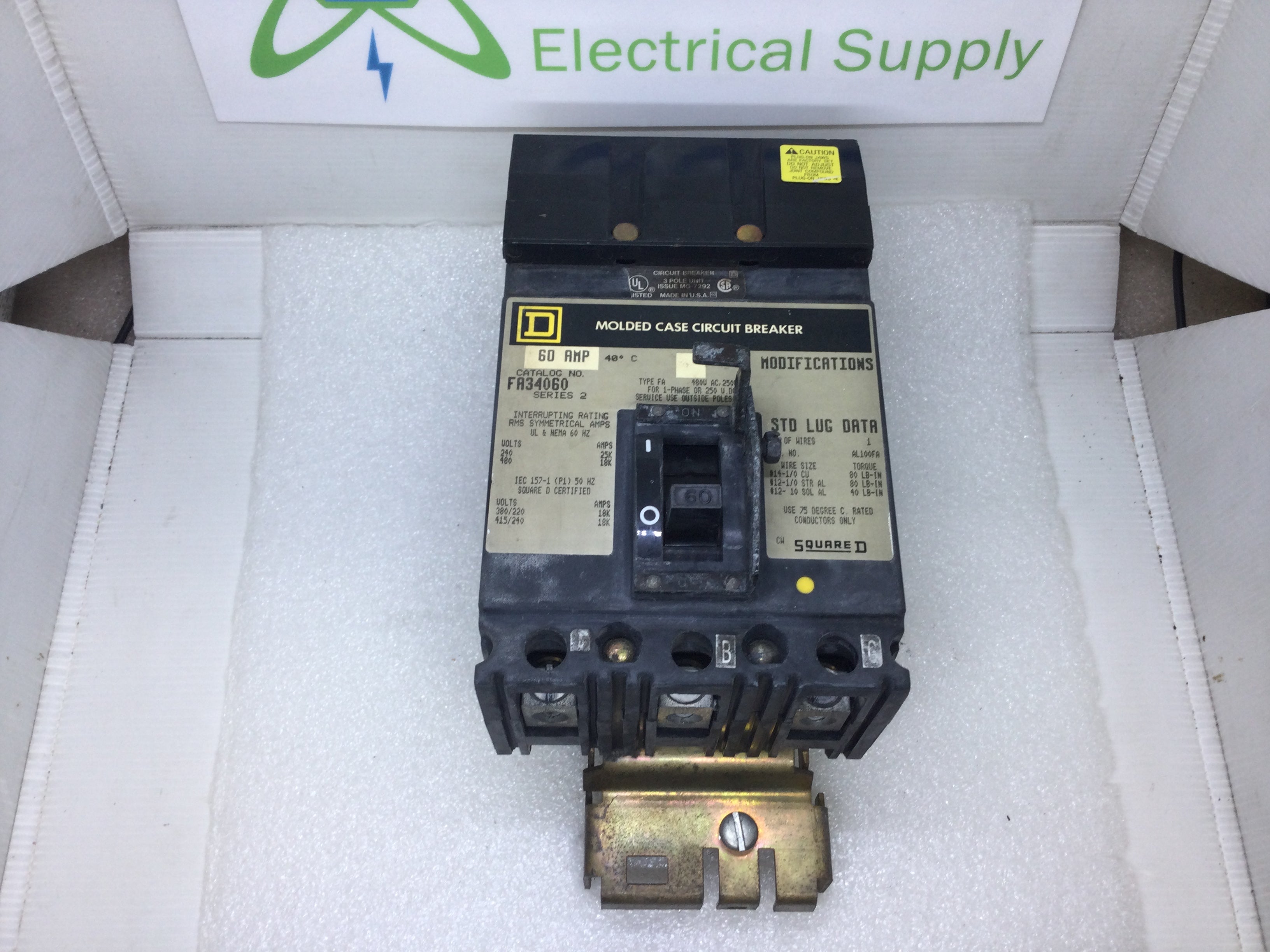 Square D FA34060 60 Amp 3 Pole 480V I-Line Circuit Breaker FA-34060