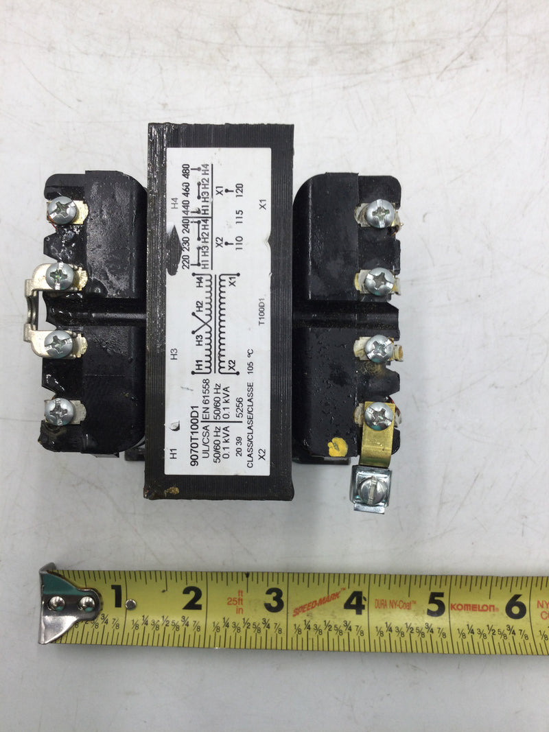 Square D 9070T100D1 Control Transformer 100 VA 240/480 VAX Primary 120