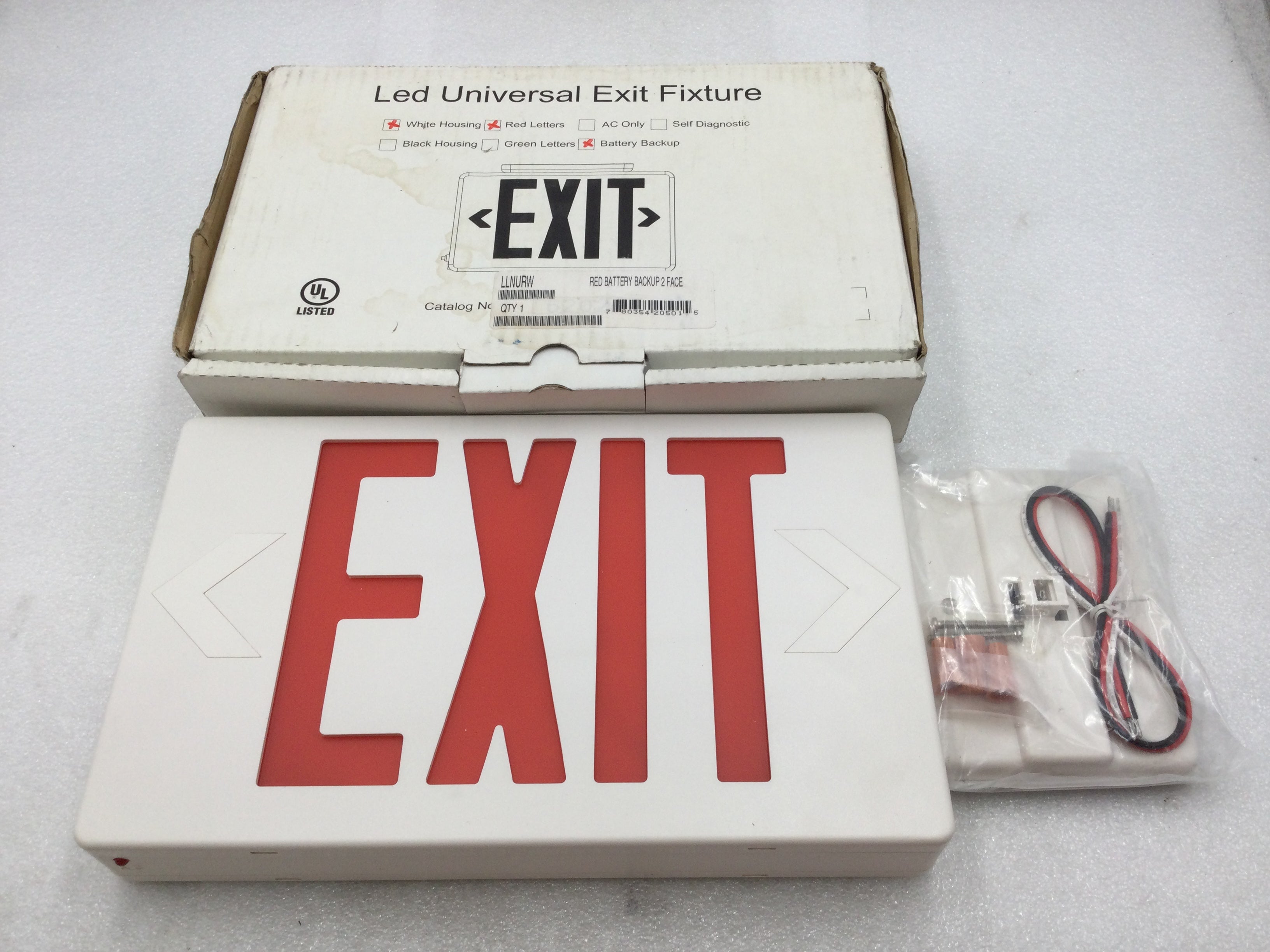 Lightolier LLNURW Universal Red LED Exit Light with Battery Backup 120
