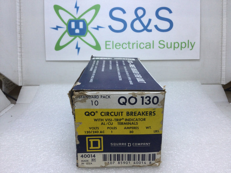 Square D QO130 30 Amp Single Pole Type QO Circuit Breaker