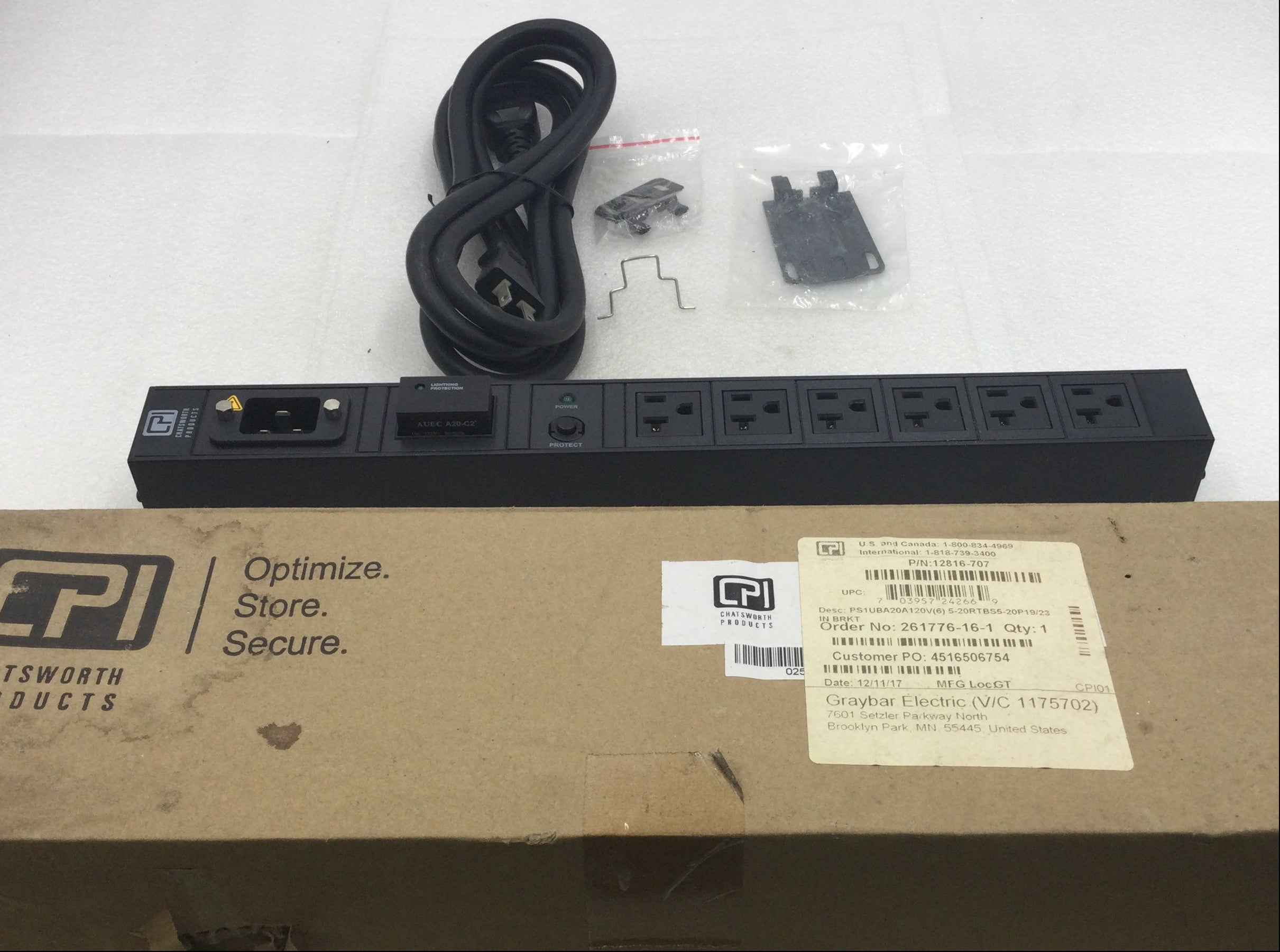 Chatsworth 025-907005-046 125VAC 50/60HZ 16 Amp Power Distribution Uni