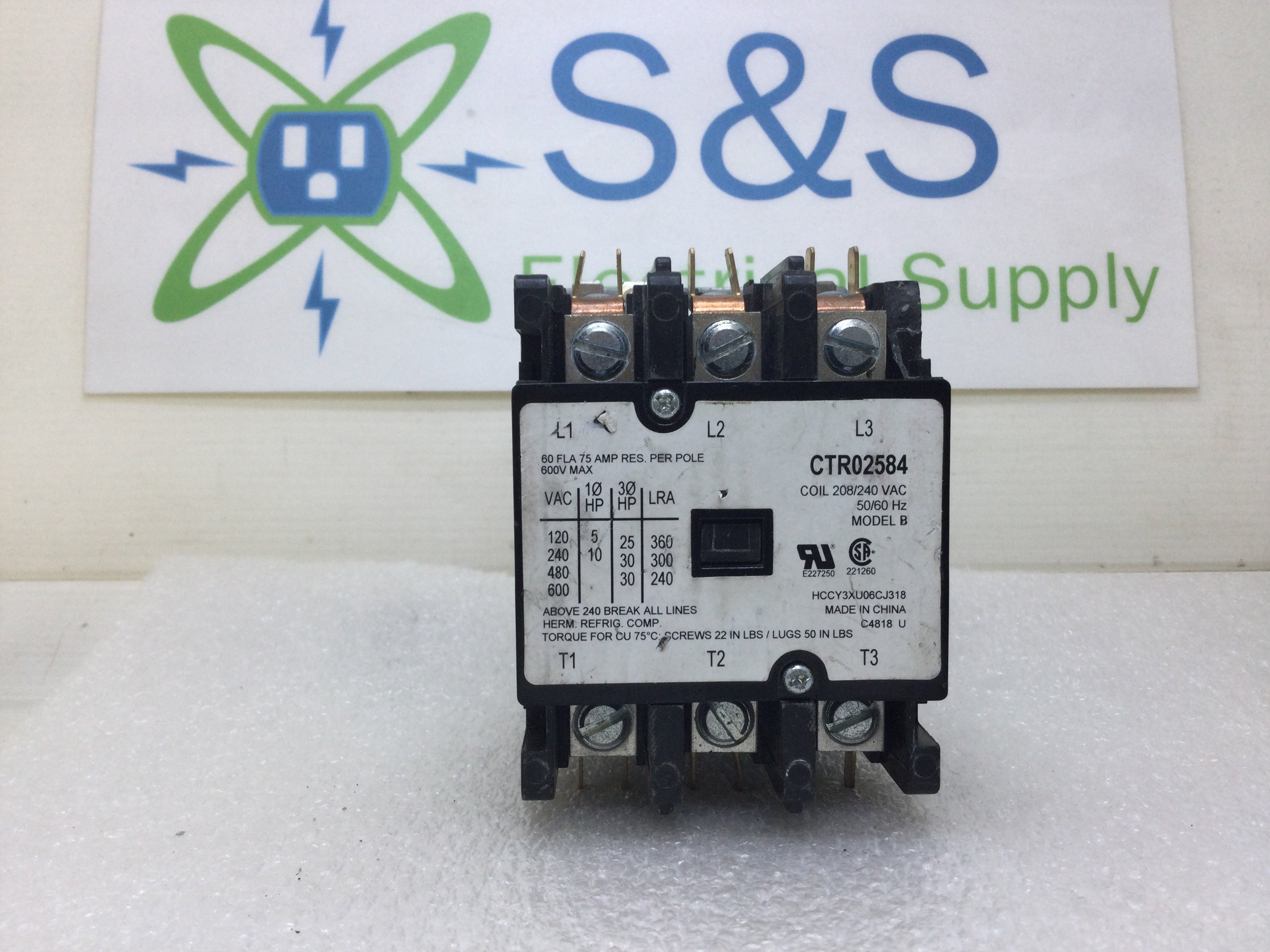 Trane/American Standard CTR02584 Contactor 3 Pole 60 Amp 120-600 VAC 5