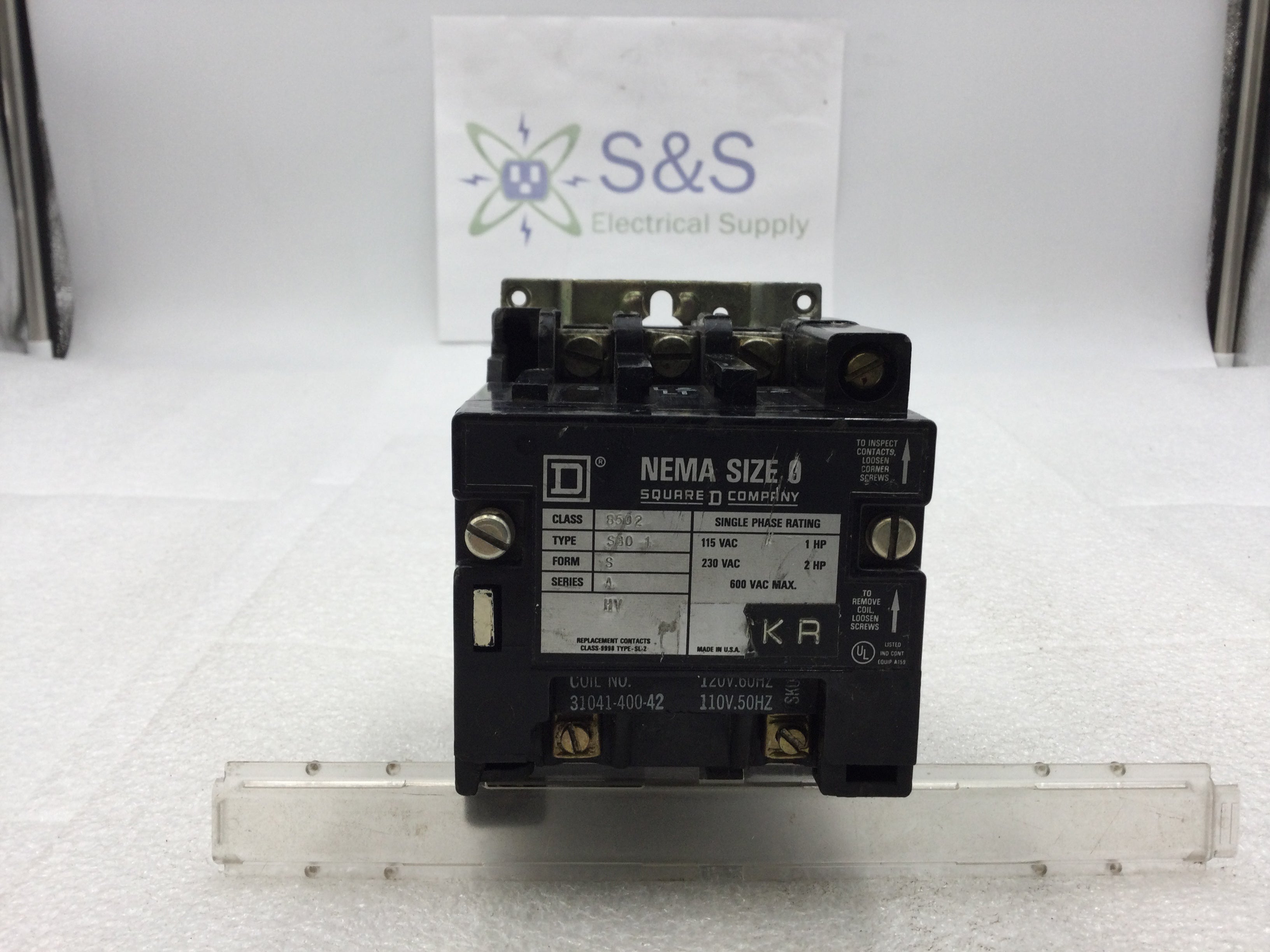 Square D 8502SBO1 Nema Size 0 Starter/Contactor 2 Pole 115/230 VAC 1-2