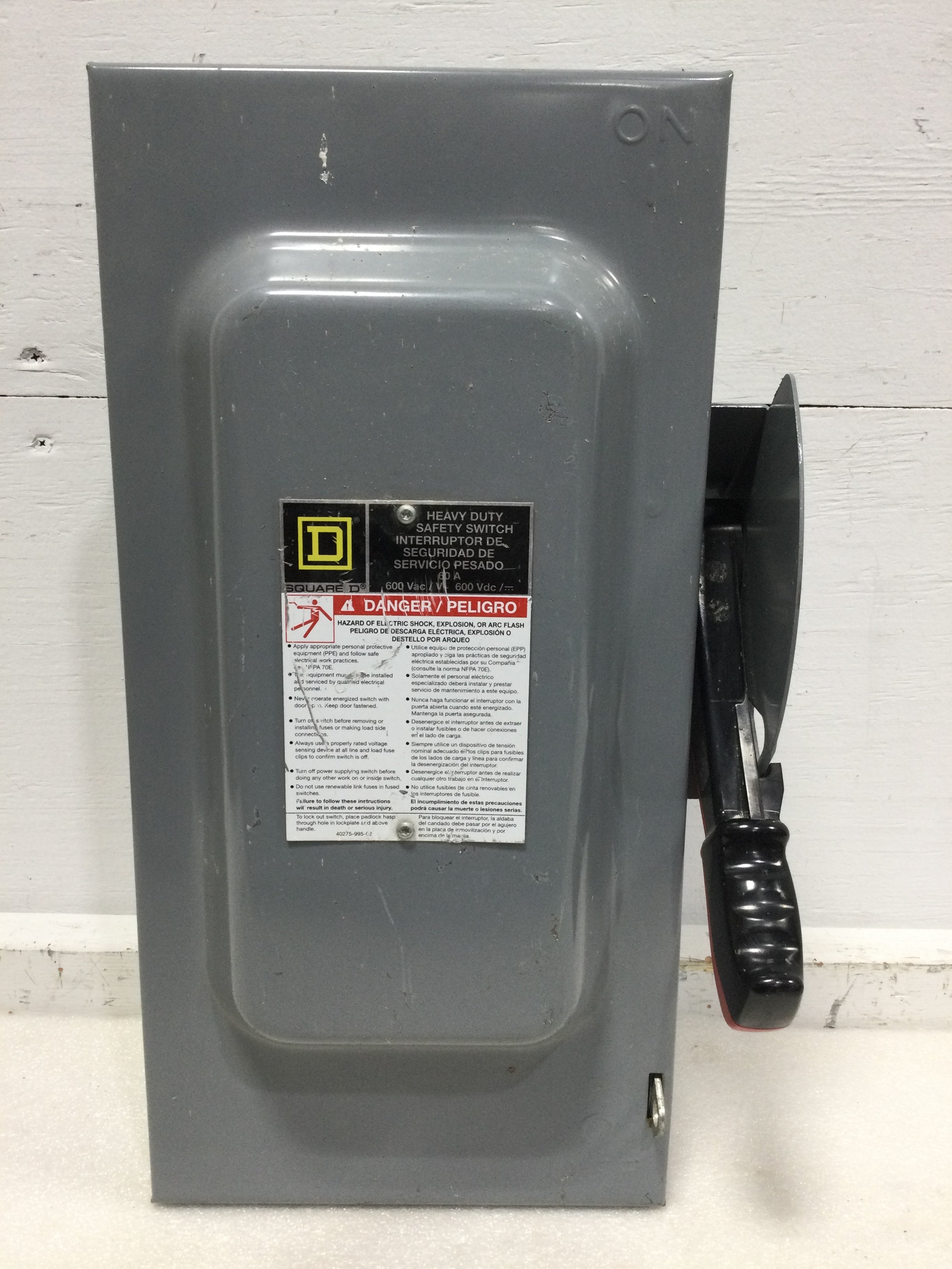 Square D H362N 60 Amp 3 Pole 600 VAC Type 1 Fusible Safety Switch 8.5"