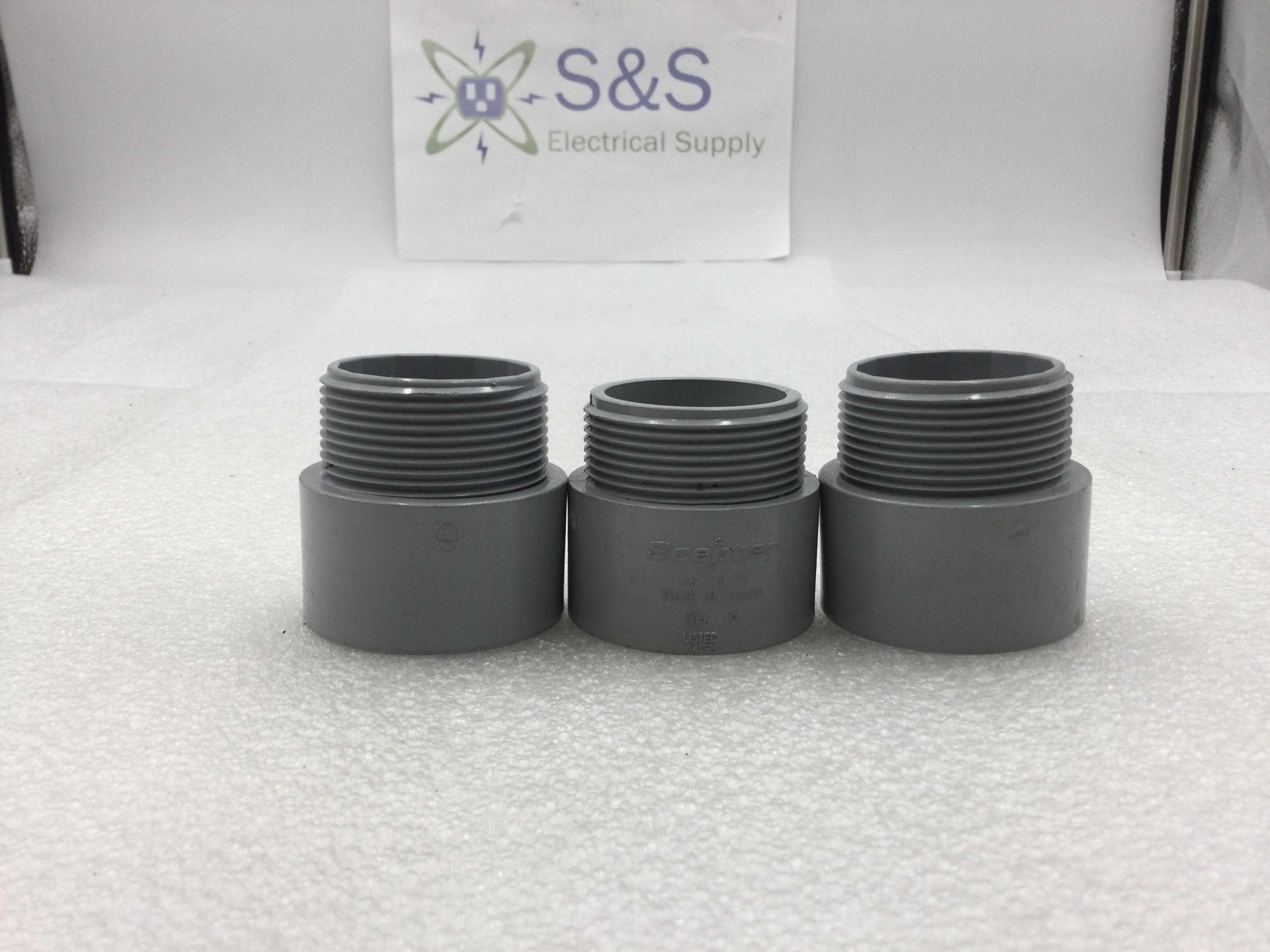 Lot of 3 Scepter TA30 1 1/2" PVC Conduit Male Threaded Terminal Adapto