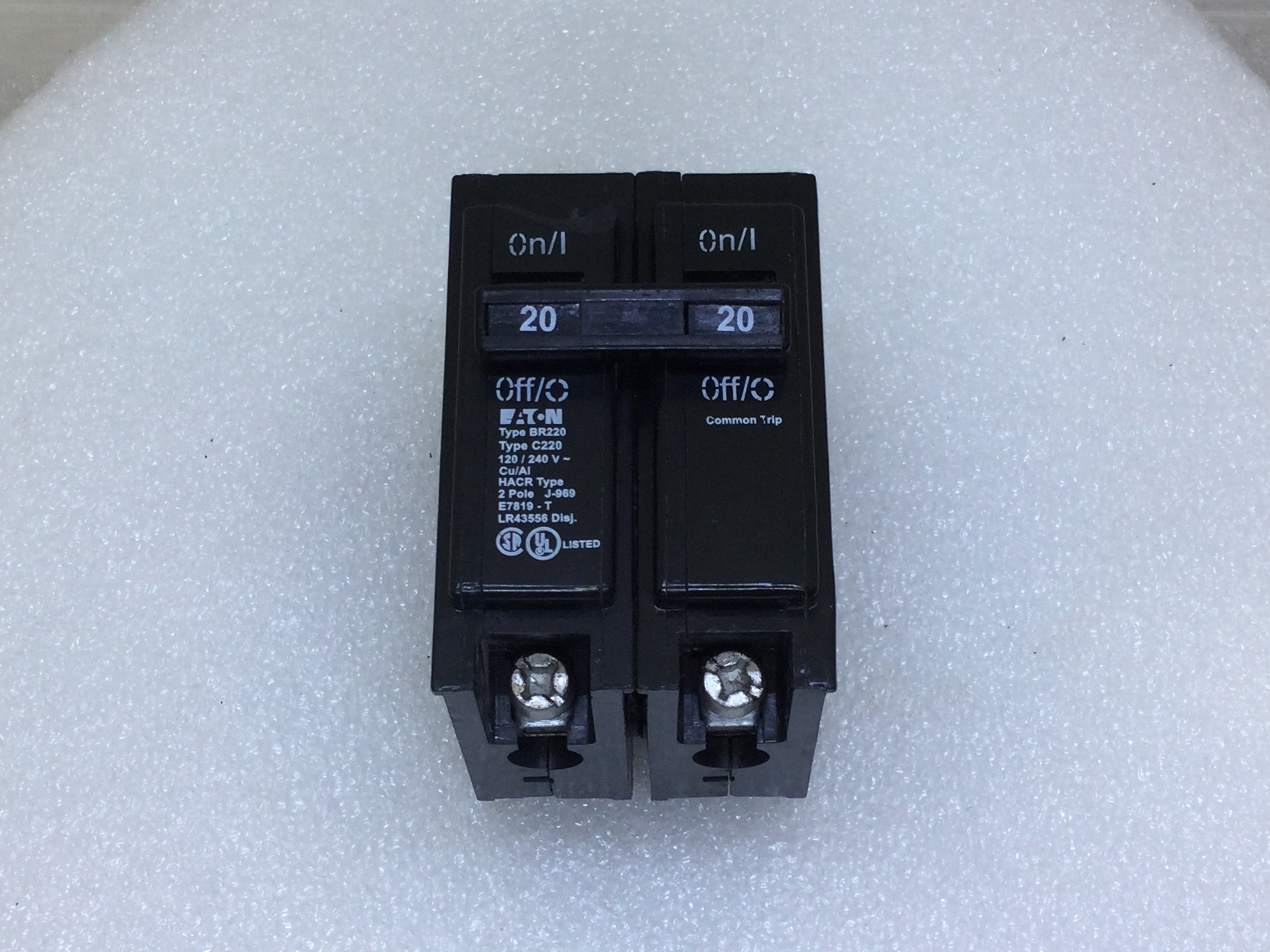 Eaton BR220/C220 20 Amp 2 Pole 120/240V Circuit Breaker - Cosmetic Fla
