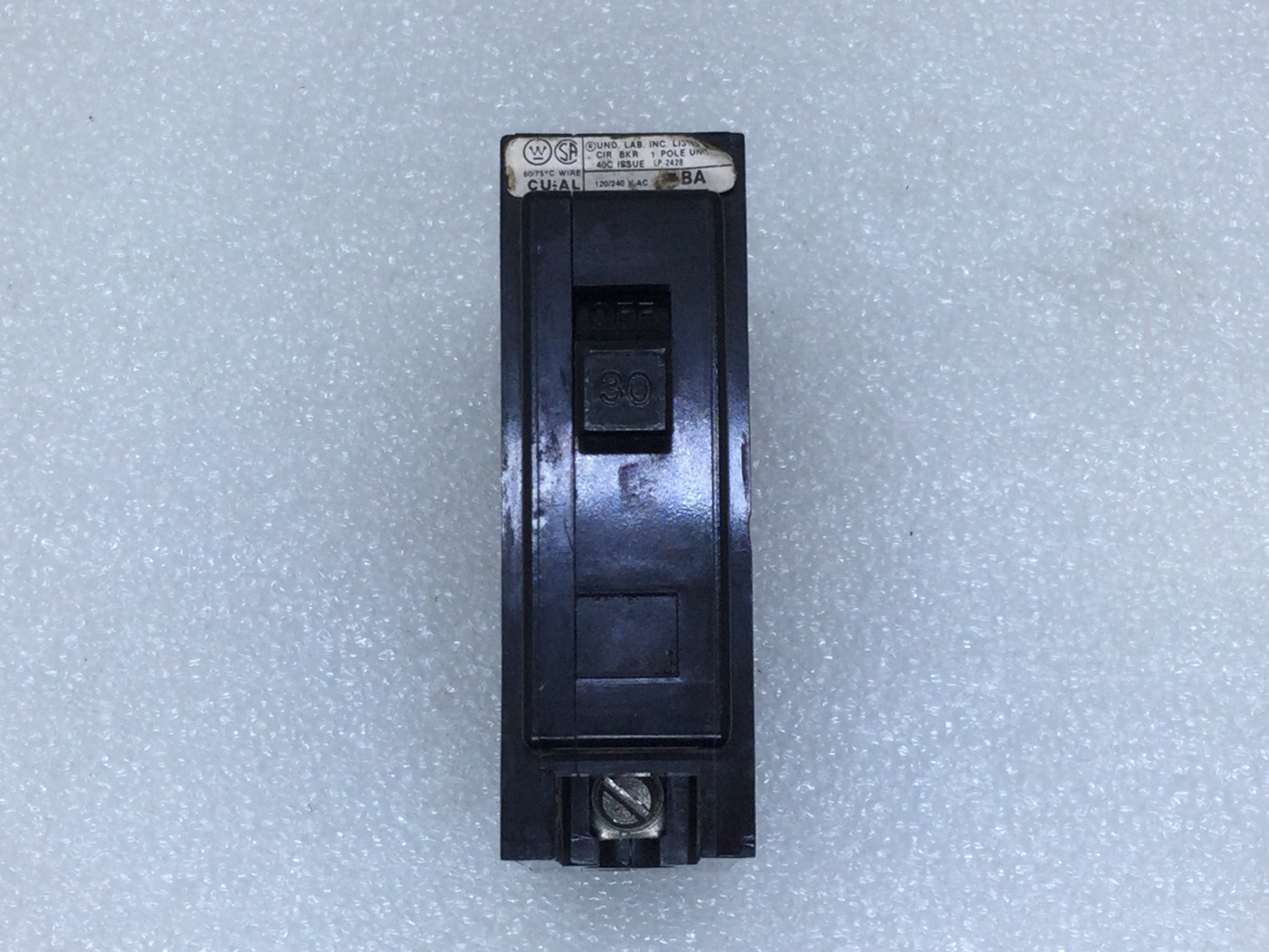 Westinghouse BAB1030 30 Amp 1 Pole 120/240V Bolt-On Circuit Breaker