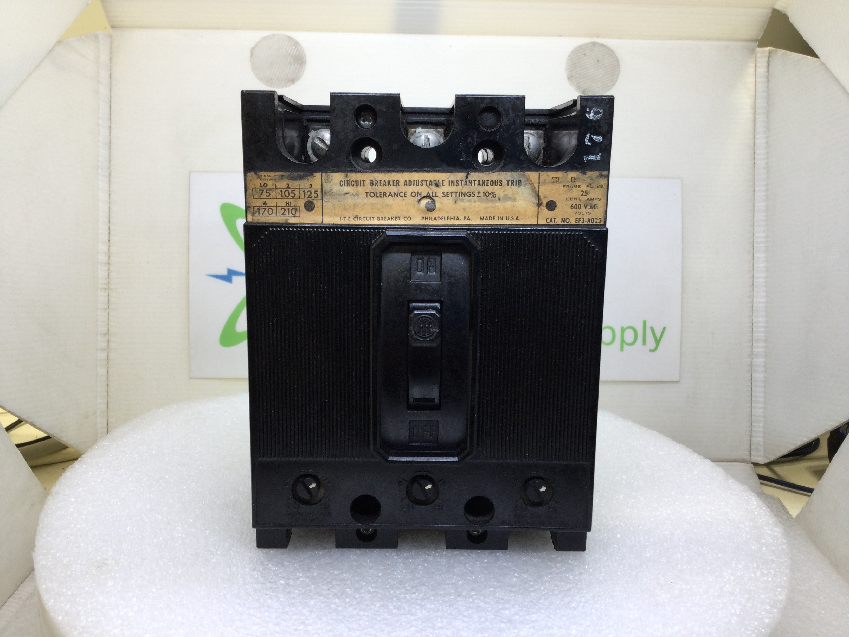ITE EF3-A025 25 Amp 3 Pole 600V Type EF Circuit Breaker