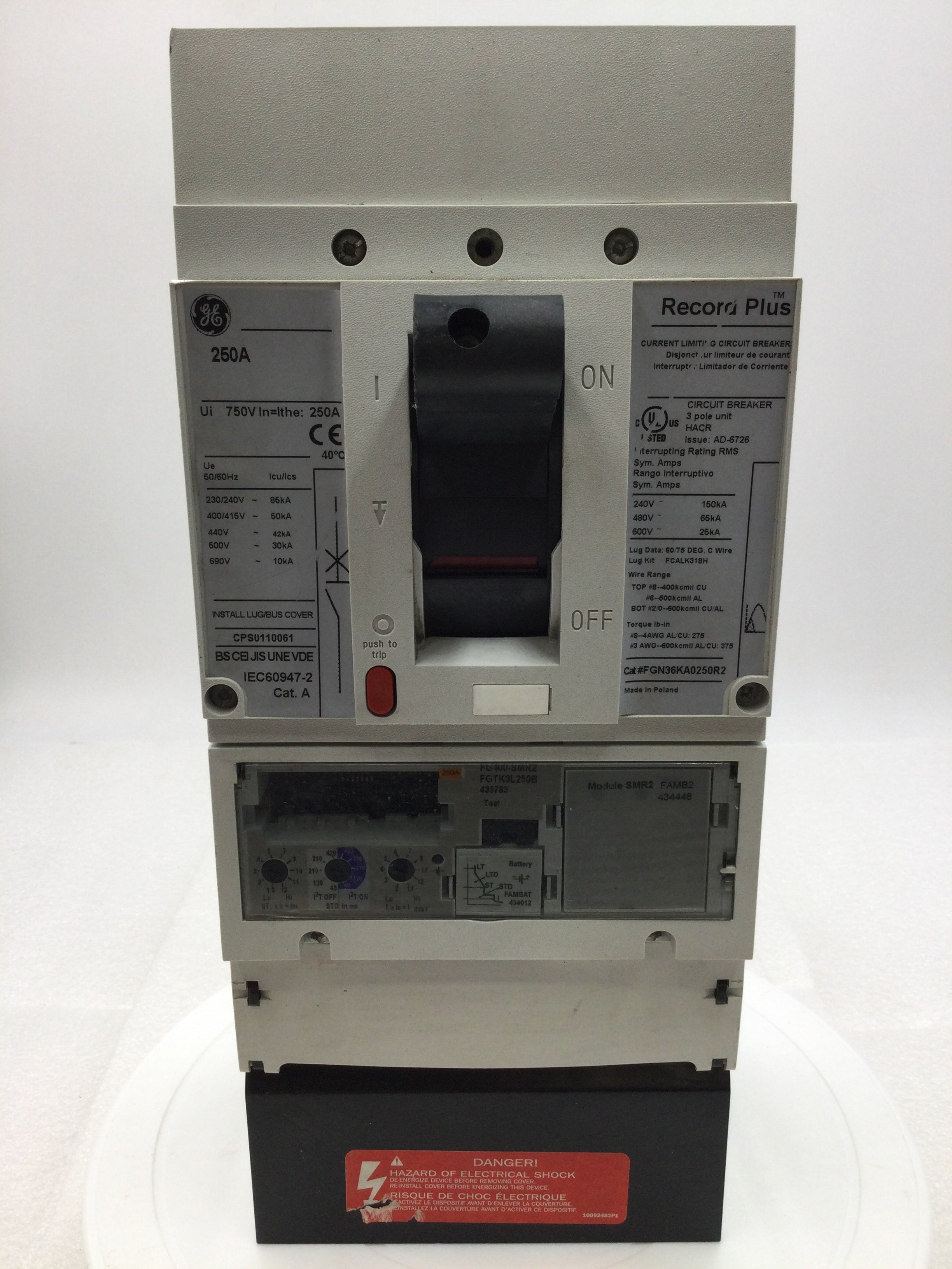 GE General Electric FGN36KA0250R2 250 Amp 3 Pole Record Plus Circuit B