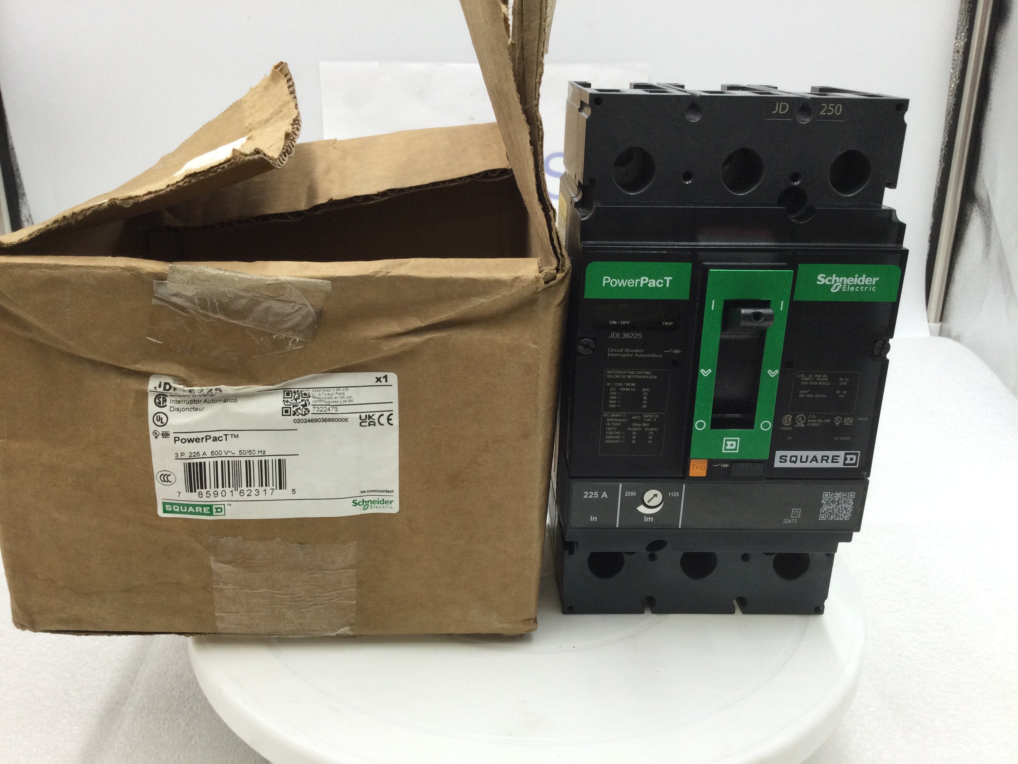 Square D JDL36225 225 Amp 3 Pole 600v Circuit Breaker