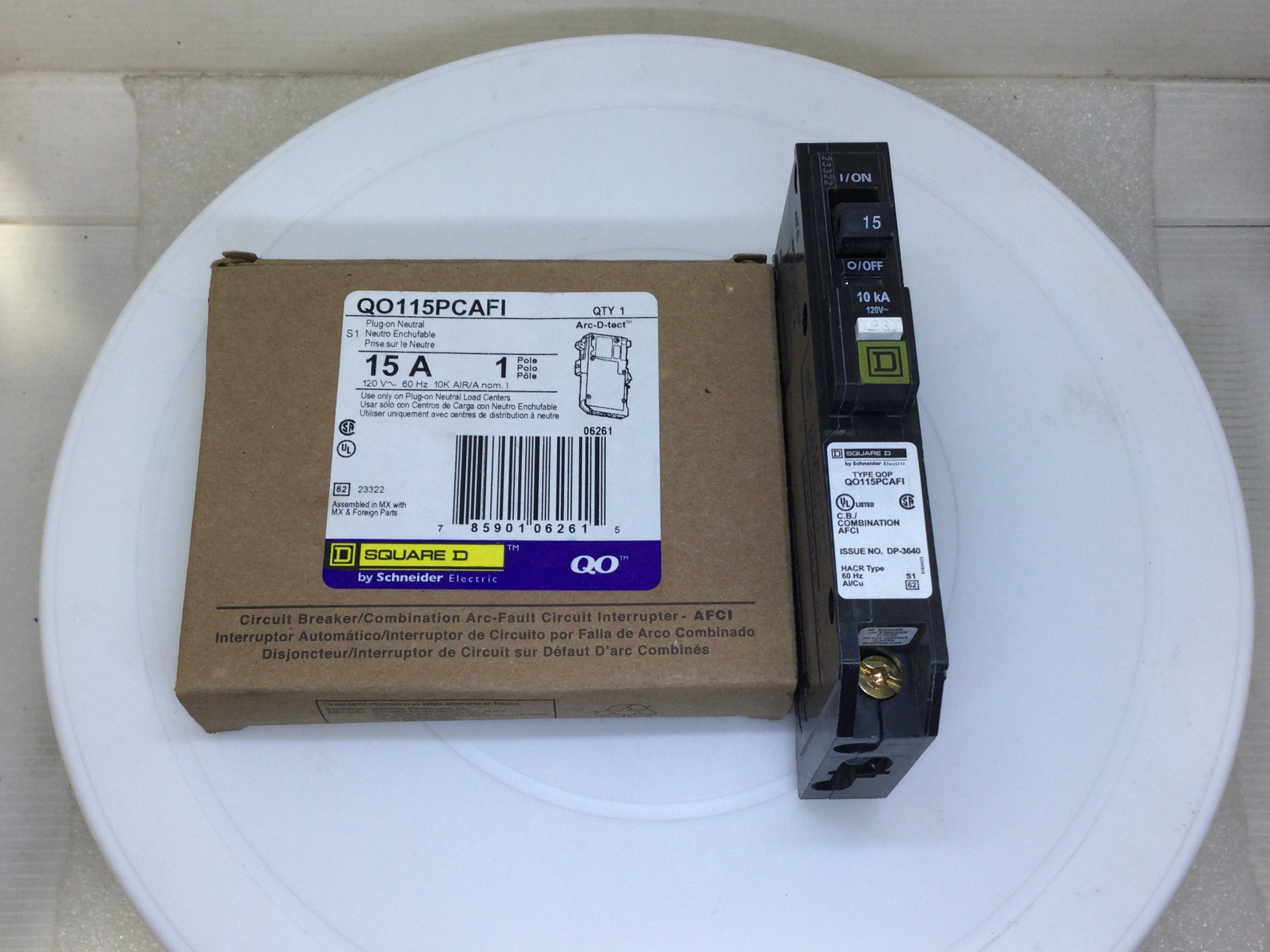 Square D QO115PCAFI 15 Amp 1 Pole 120V Plug-On Neutral Breaker