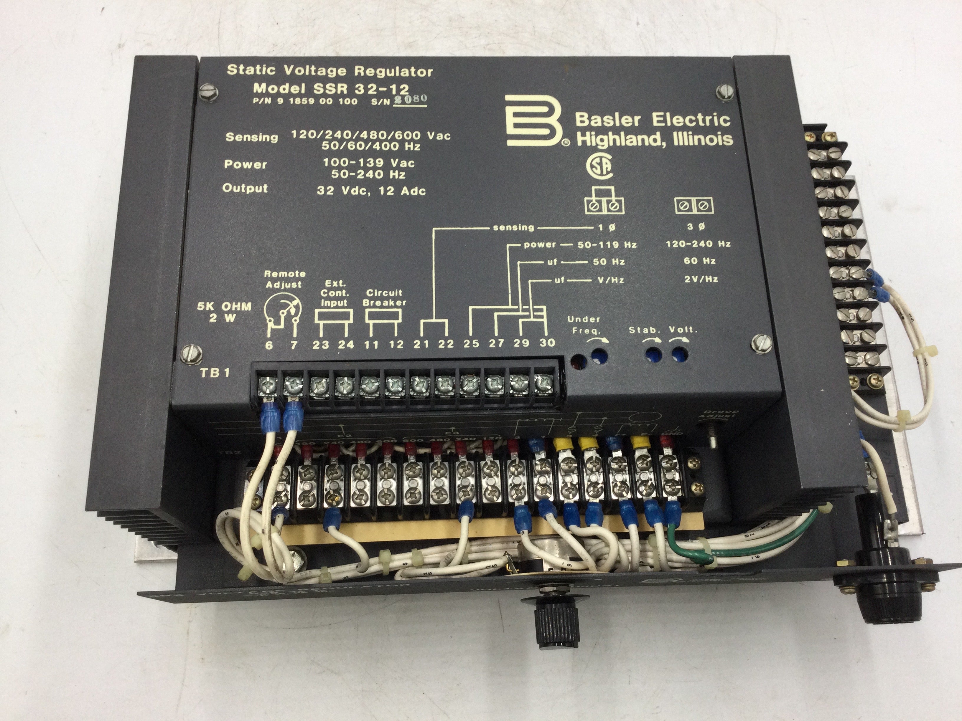 Basler Electric SSR 32-12 Static Voltage Regulator Sensing 120-600V 50