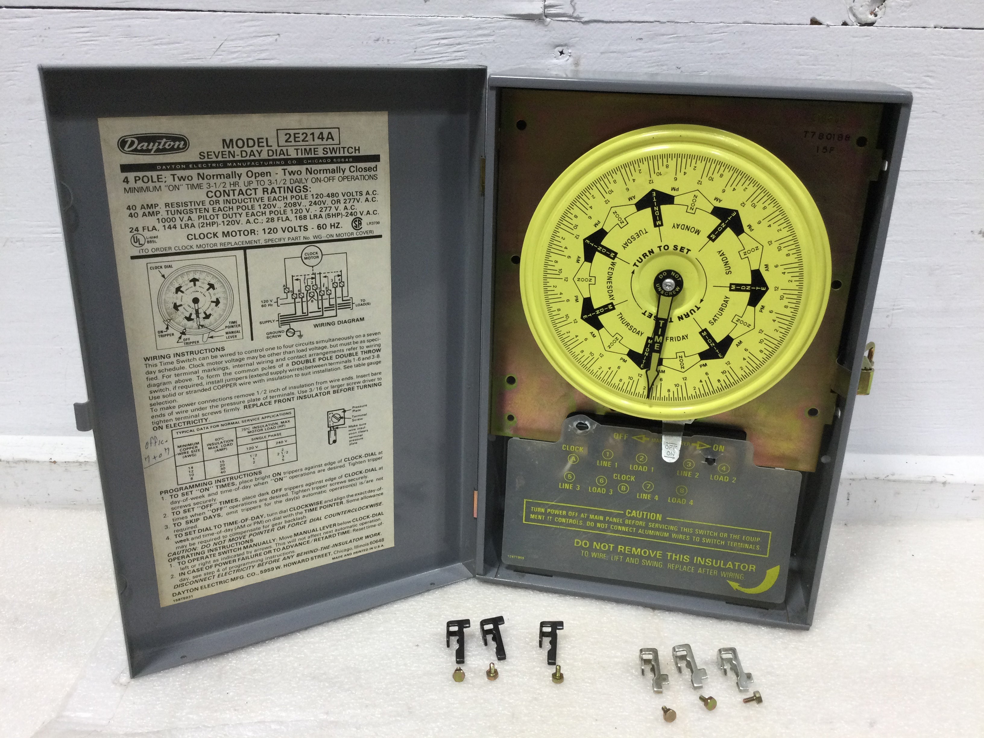 Dayton 2E214A 7 Day Dial Time Switch - with set of 3 INTERMATIC 156T19