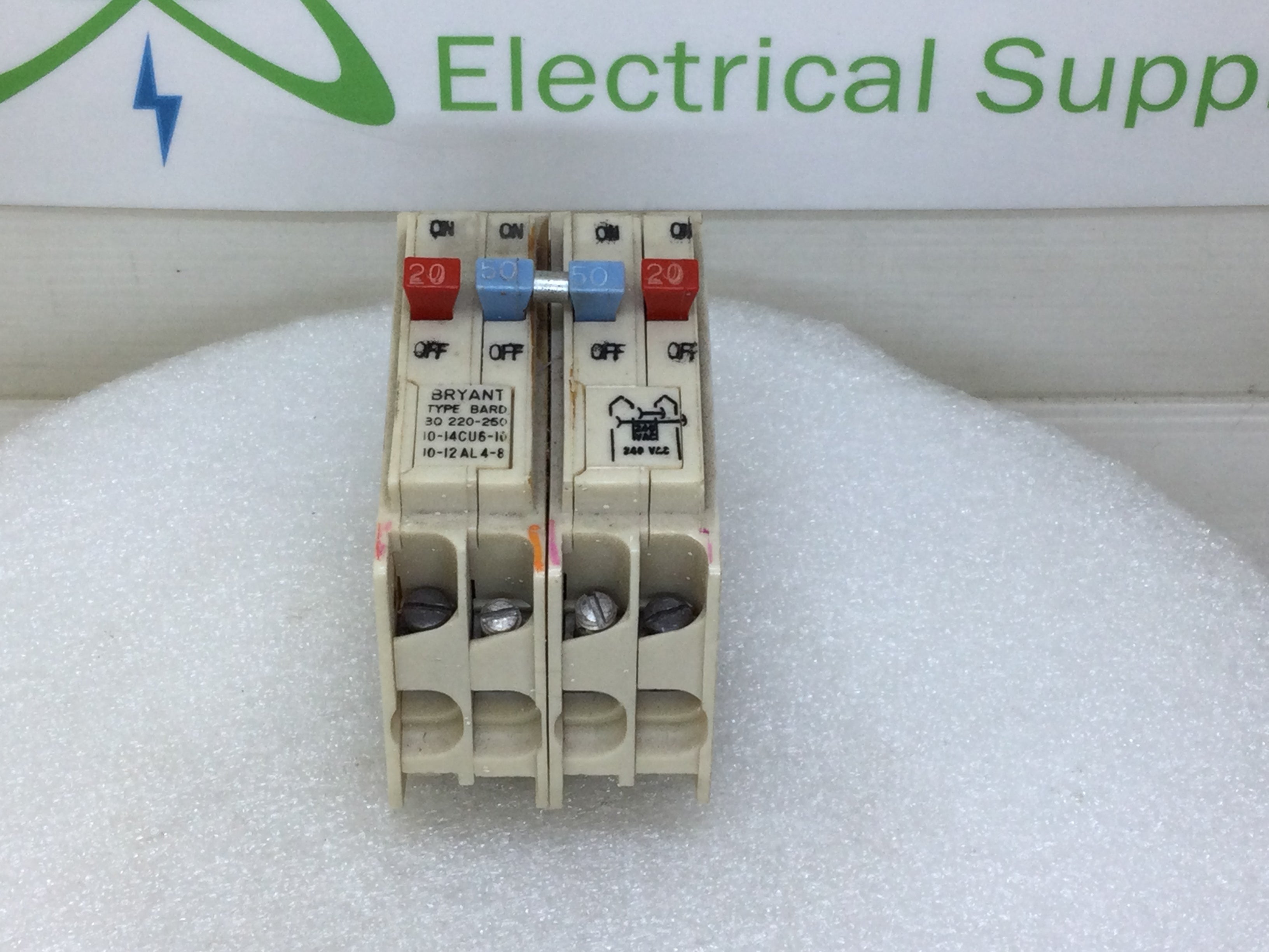 Bryant BQ220-250 20/50 Amp 120/240v 4 Pole Quad Circuit Breaker - Flaw