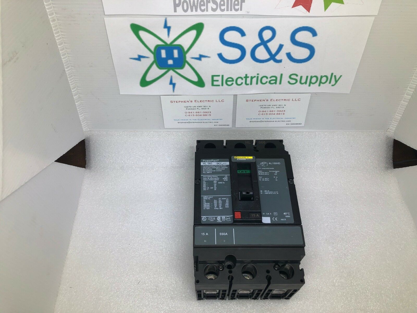 Square D Hll36015lv 15 Amp 3 Pole Hl060 Circuit Breaker Al150hd, Hl 06