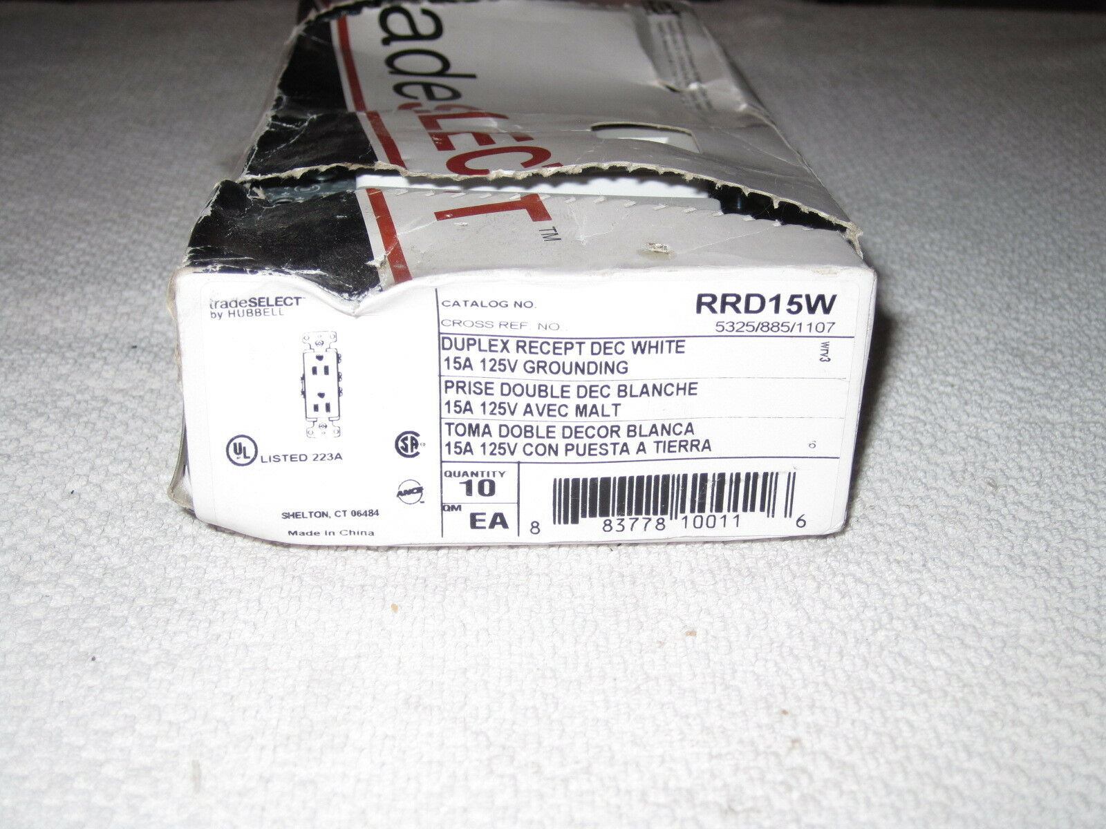 Trade Select Hubbell White Rrd15w Receptacle 15a 125v 515r 2p 3w Decor