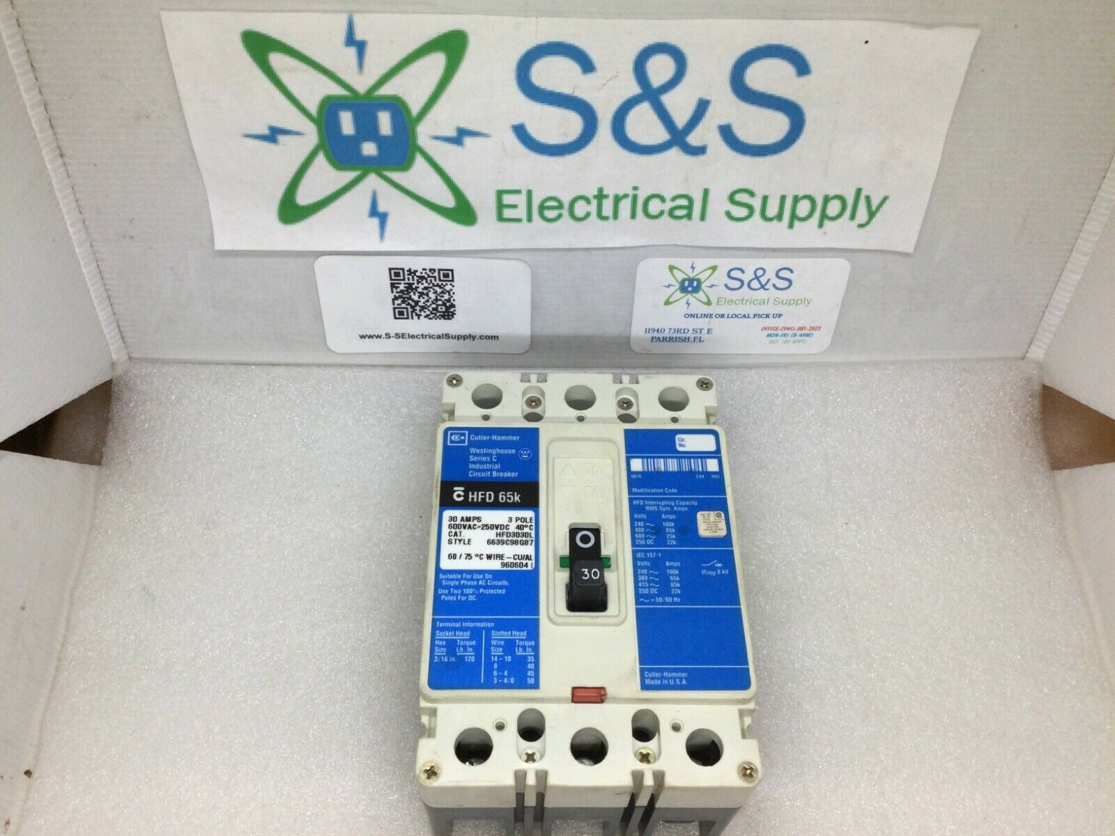 Cutler Hammer/Westinghouse Hfd3030l Series C Industrial Circuit Breake