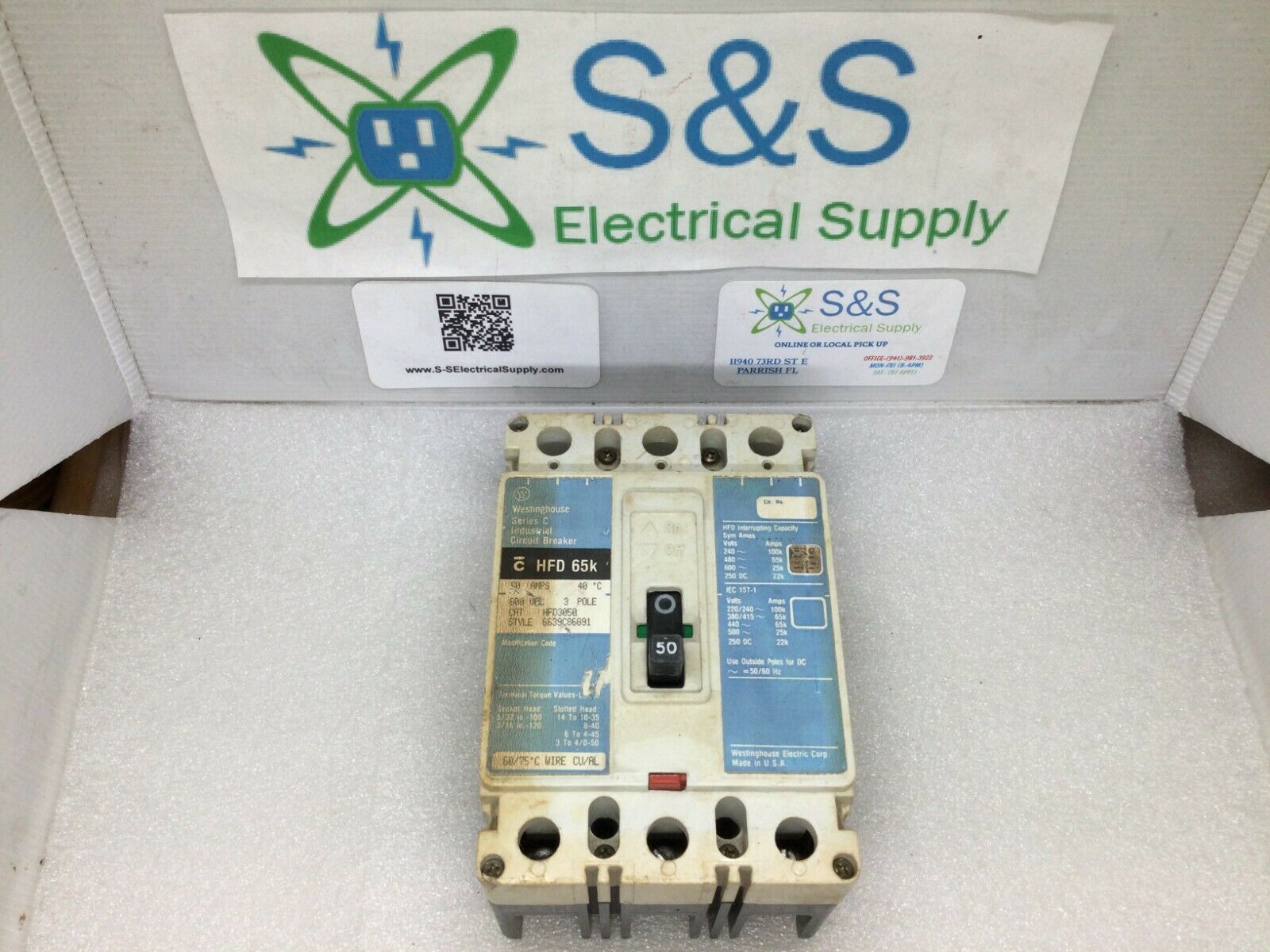 Cutler Hammer/Westinghouse HFD3050 50 Amps 3 Pole 600v HFD 65k Circuit