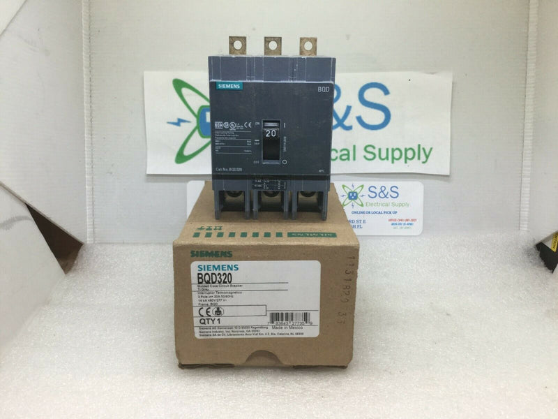 Siemens BQD320 3 Pole 20 Amp 480 Volt Bolt-On Type BQD Circuit Breaker