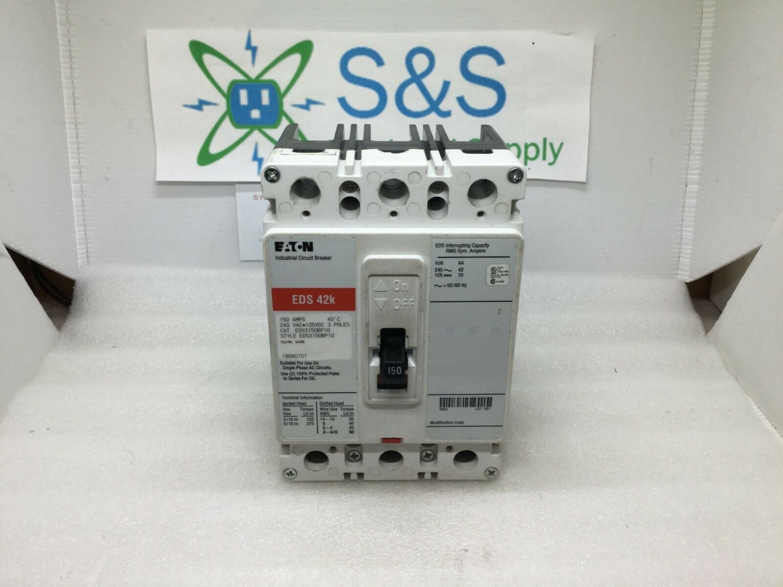 Eaton EDS3150BP10 150 Amp 3 Pole 240V 42k Circuit Breaker - Red Label
