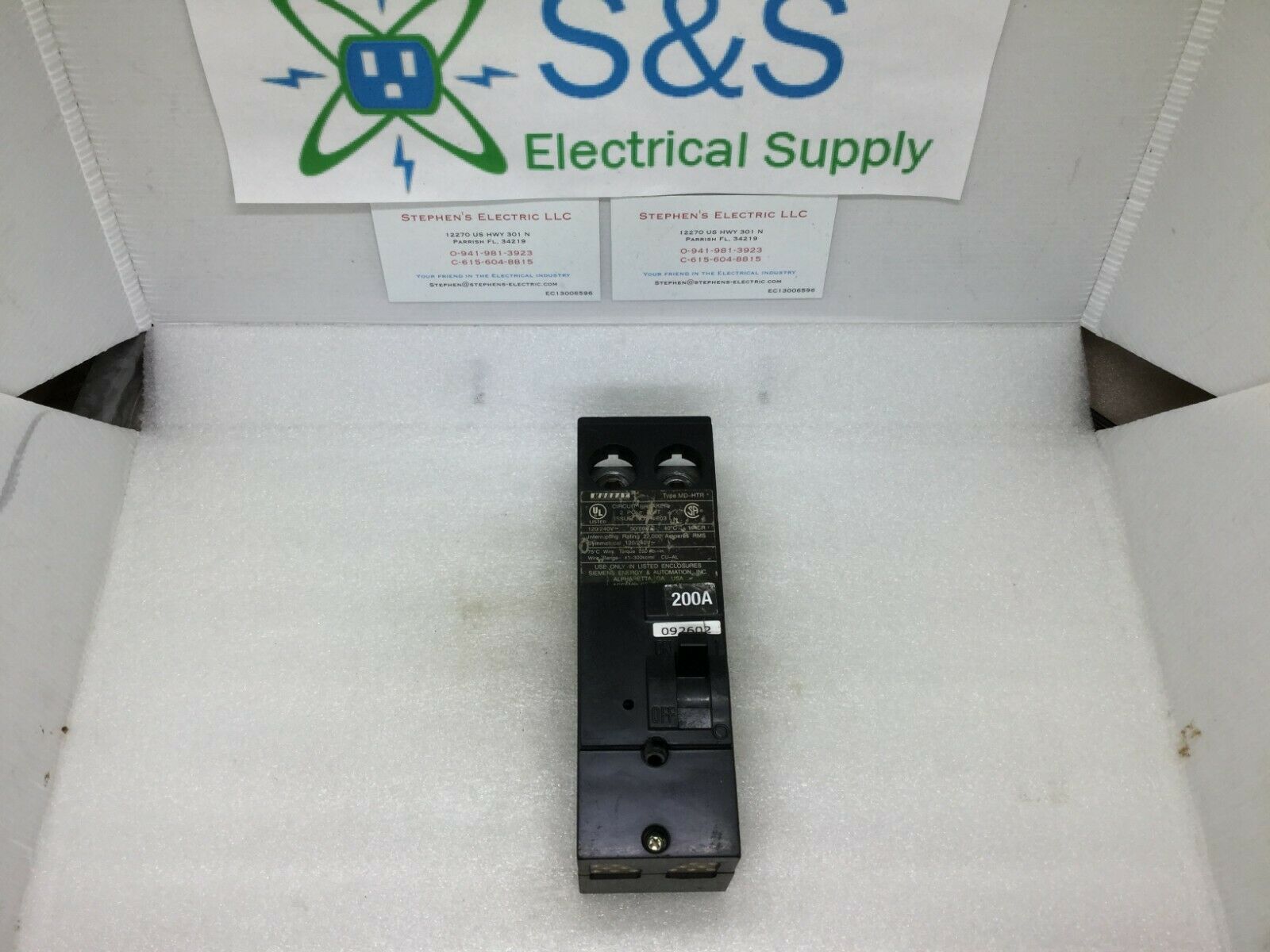 Murray 200 Amp Circuit Breaker, 2 Pole, 120/240v Type Md-Htr