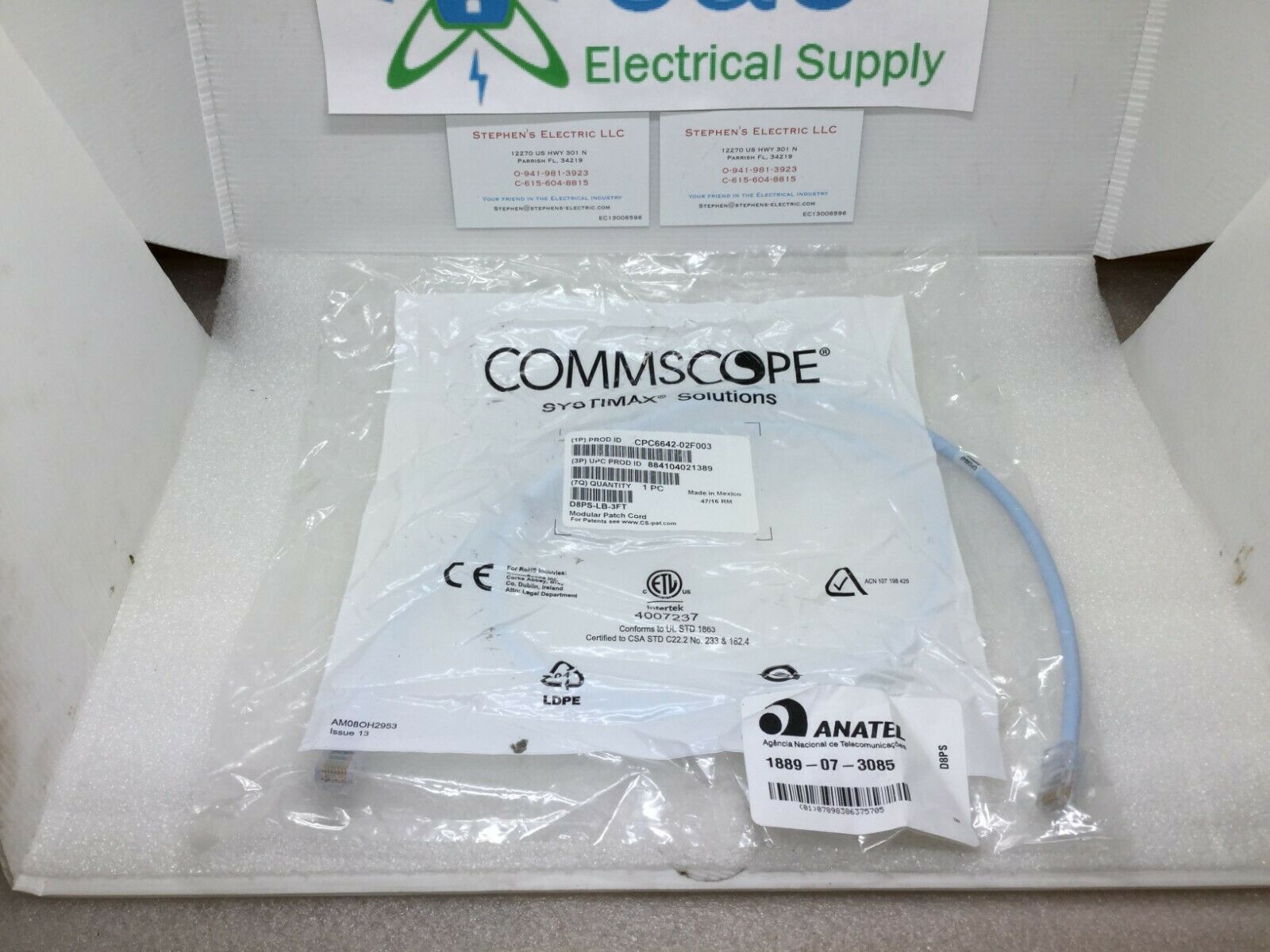 Commscope Systimax Anatel Patch Cable 3' D8ps-Lb-3ft, 4007230 Ethernet