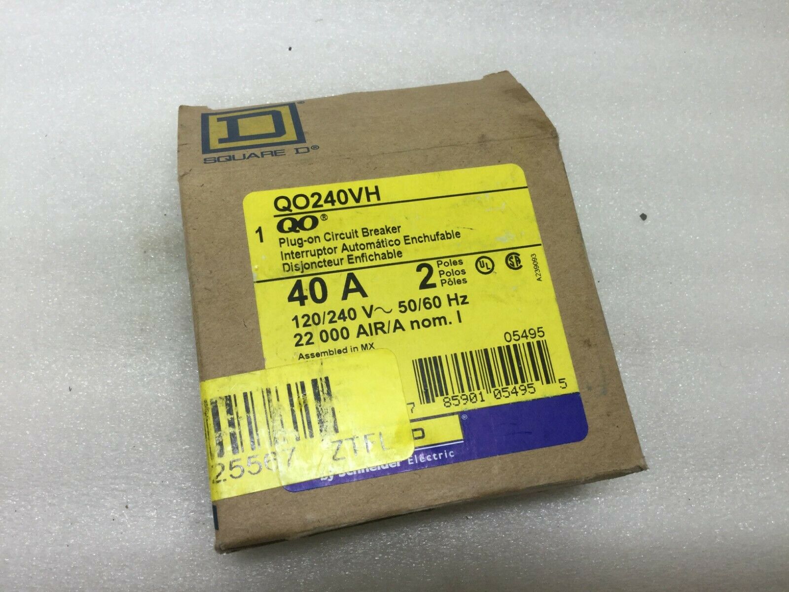 Square D QO240VH 40 Amp 2 Pole 120/240V Circuit Breaker