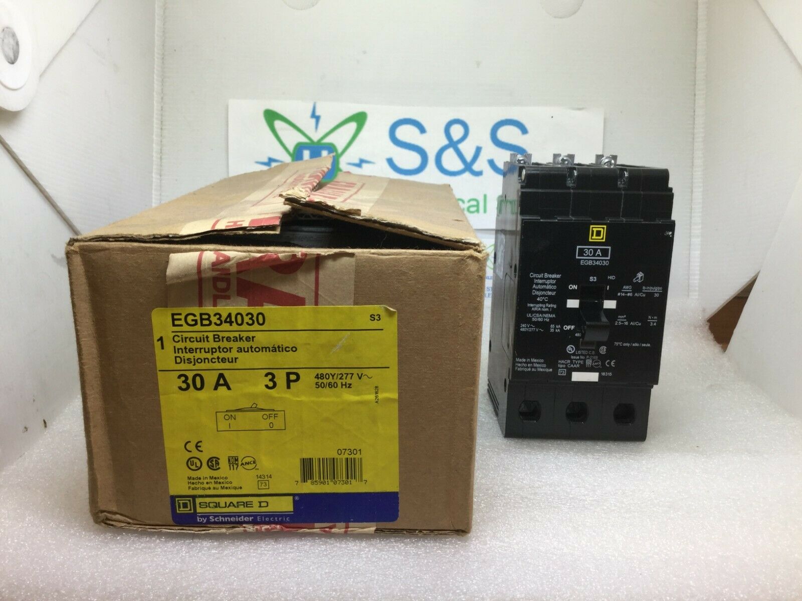 Square D EGB34030 3 Pole 30A 480VAC Type EGB Circuit Breaker