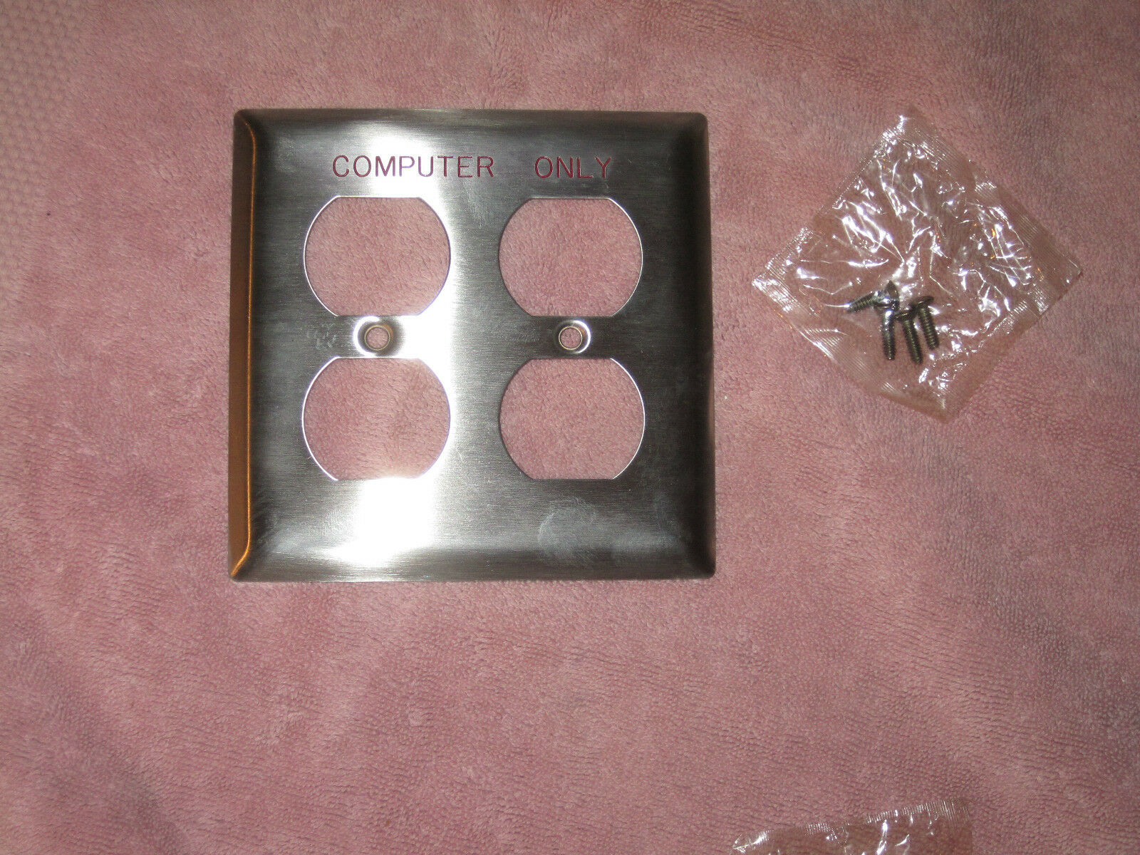 Pass Seymour "Computer Only" 2 Gang Duplex Plate Stainless Steel Non M