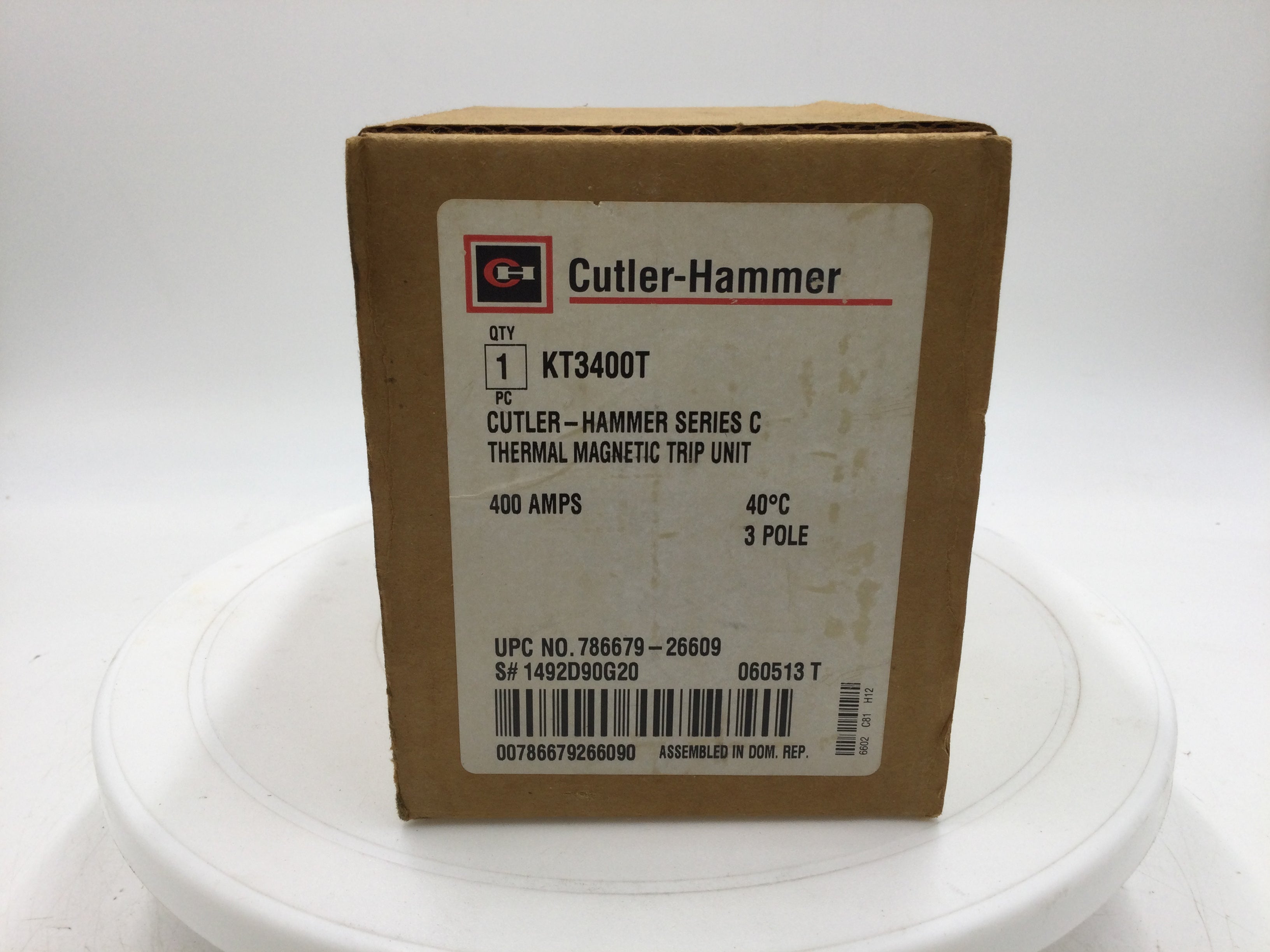 Cutler Hammer KT3400T 600 Vac 400 Amp 3 Pole Trip Unit