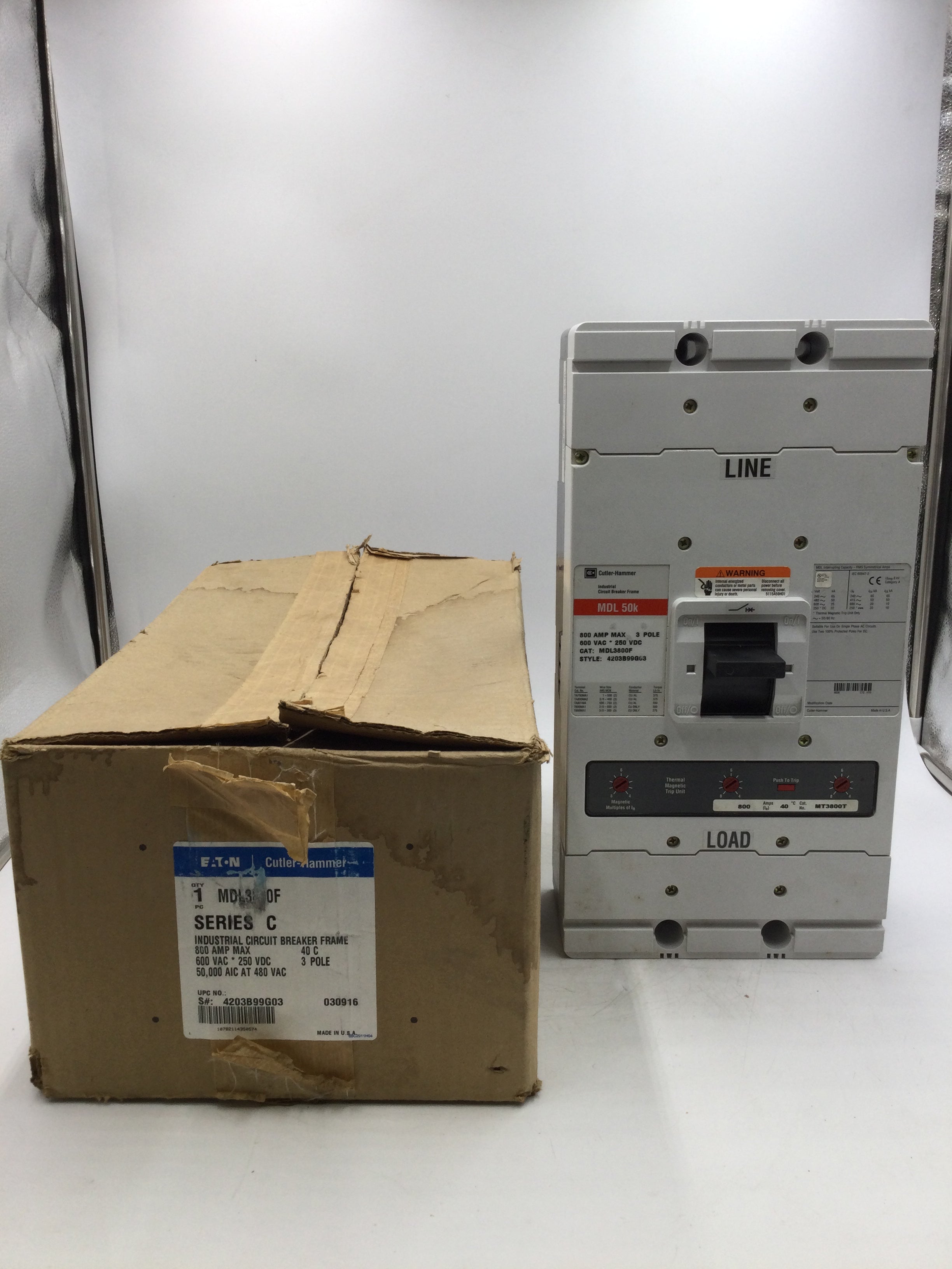 Eaton MDL3800F 3 Pole 800 Amp 600V 250VDC MT3800T 800 Amp Trip Circuit