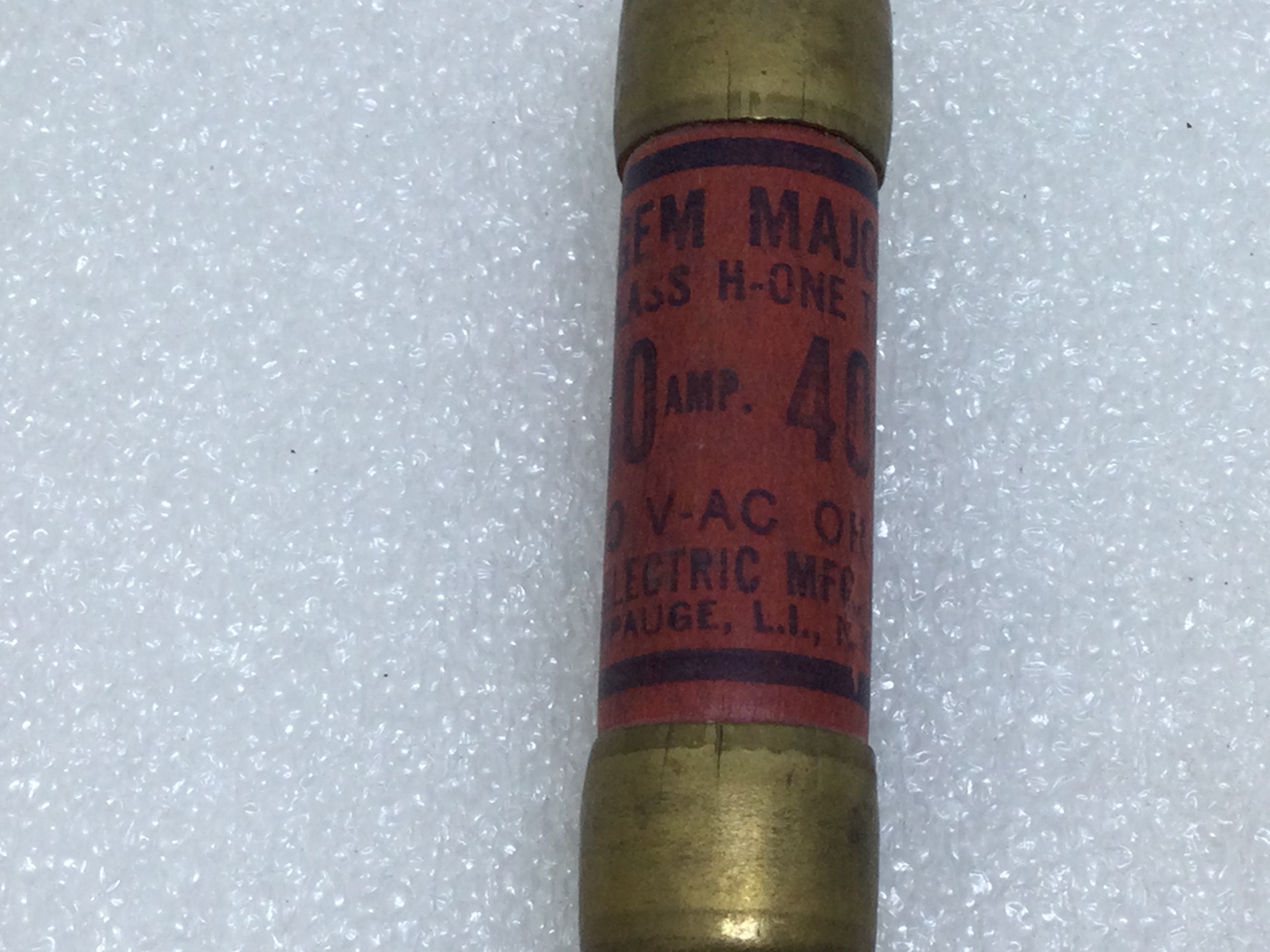 Gem Major 40 Amp 250V One Time Class H Fuse