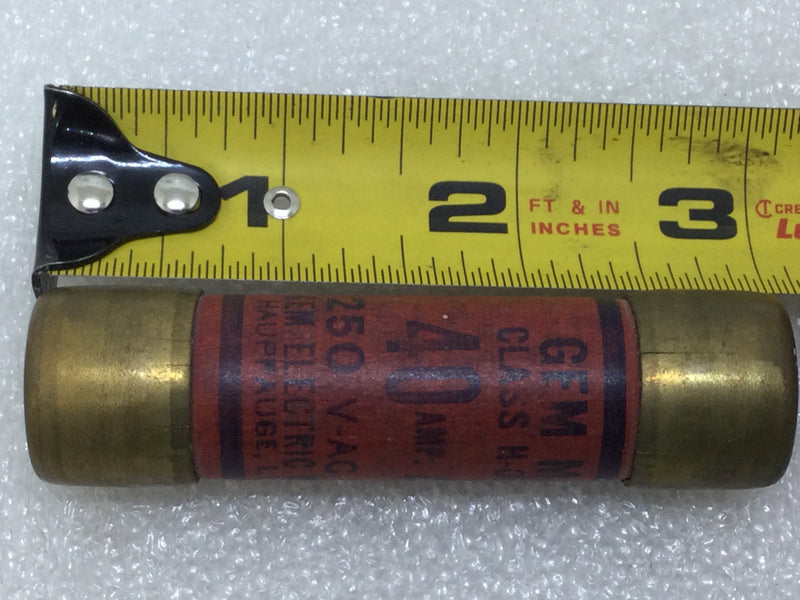 Gem Major 40 Amp 250V One Time Class H Fuse