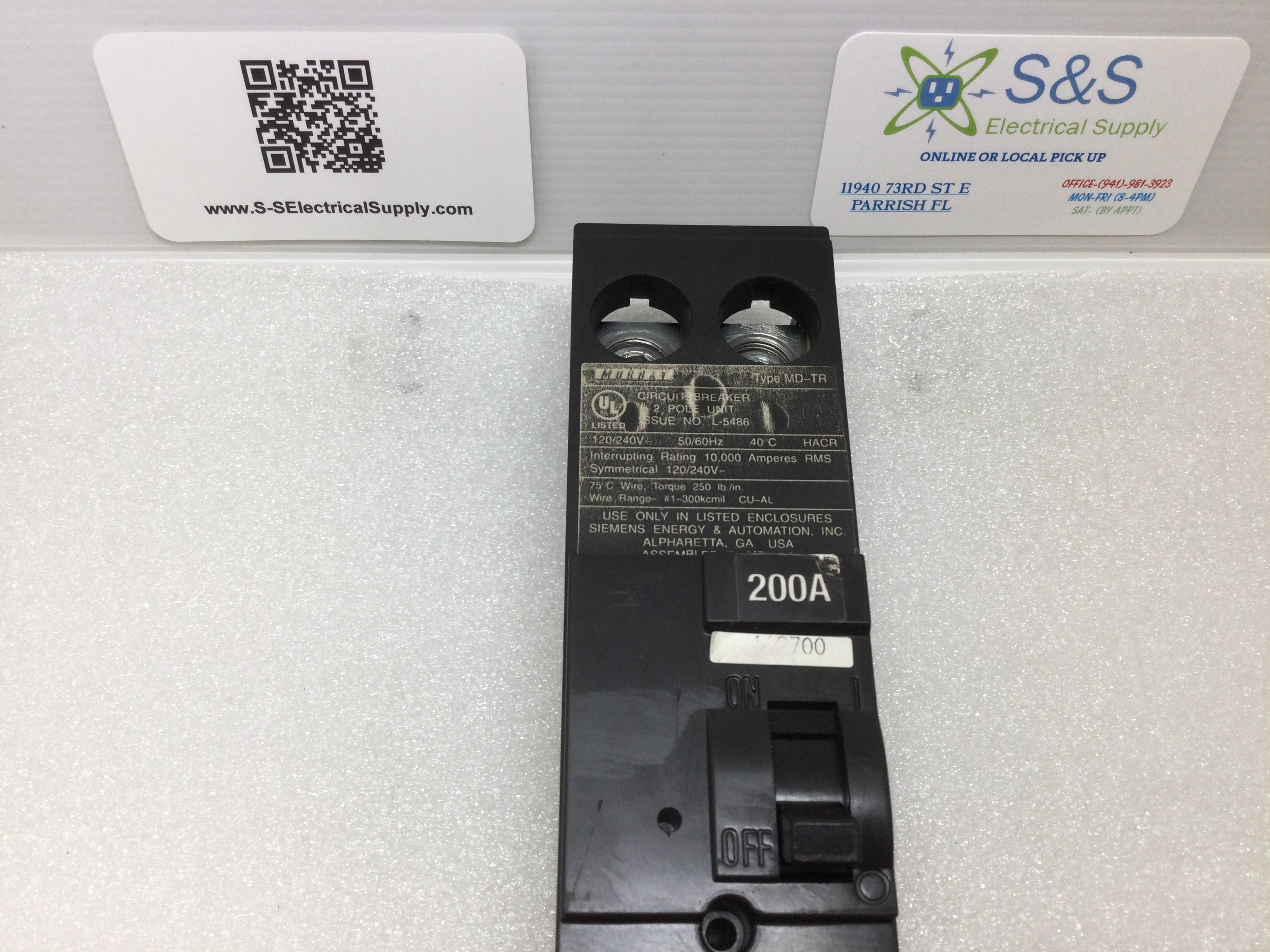 Murray 200 Amp Type Md-Tr 2 Pole Main Circuit Breaker 240vac