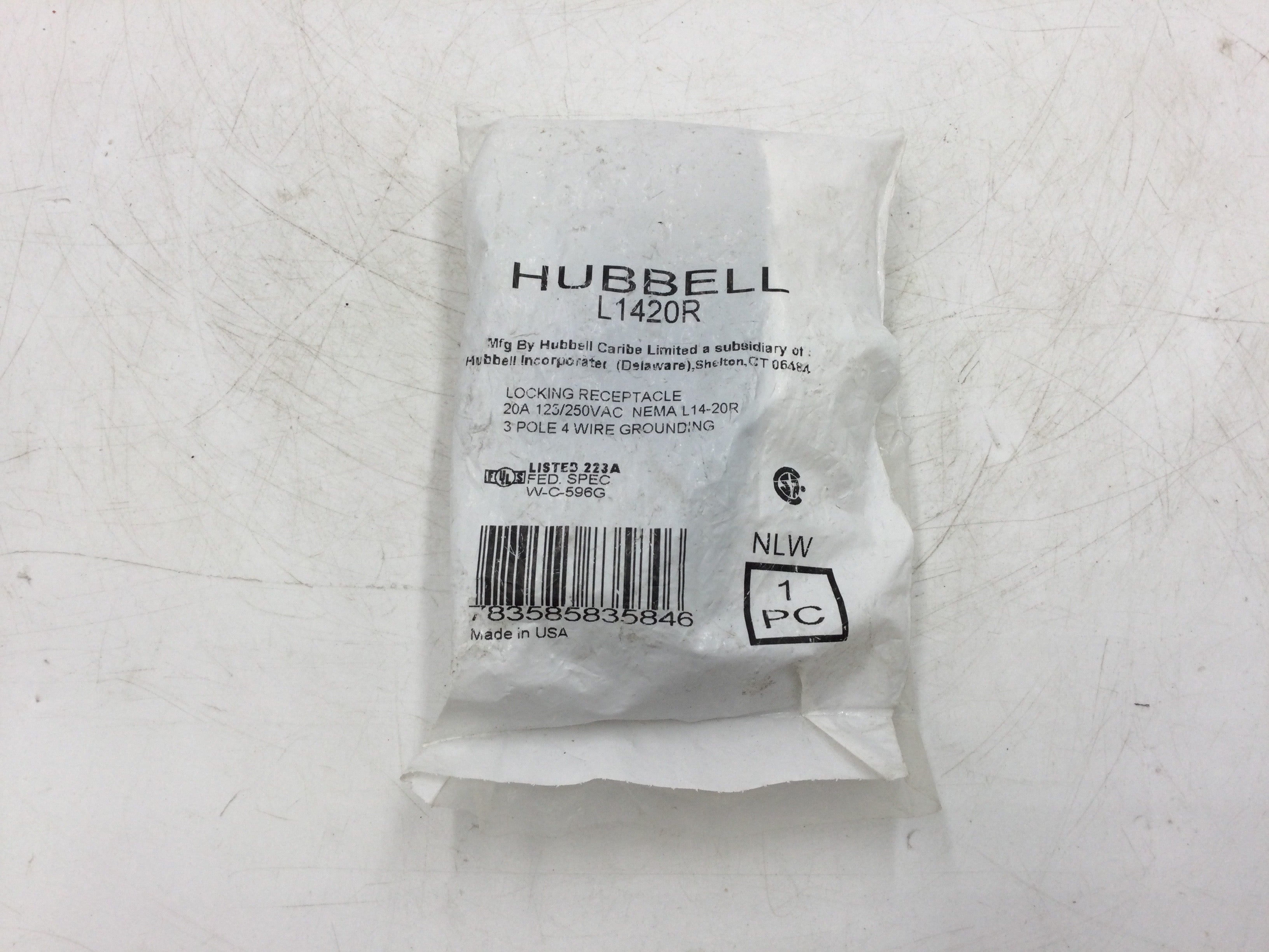 Hubbell L1420R Locking Receptacle 20A 125/250V Nema L14-20R 3-Pole 4 W