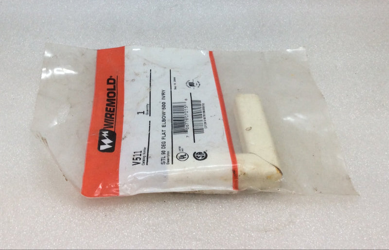 Wiremold V511 Steel 90 Degree Flat Elbow 500 Series Ivory (New)