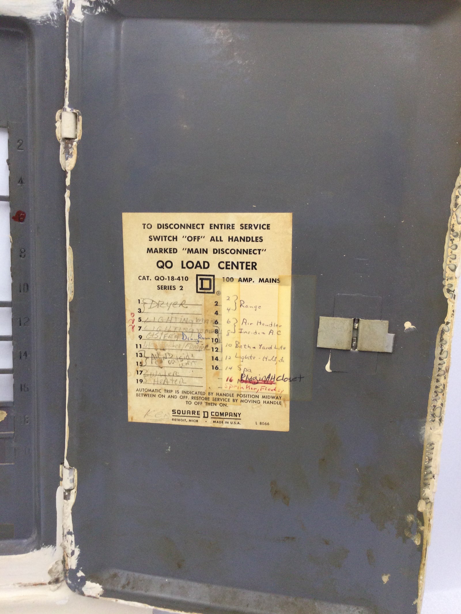 Square D QO-18-410 100 Amp Series 2 20 Space QO Load Center Cover/Pane