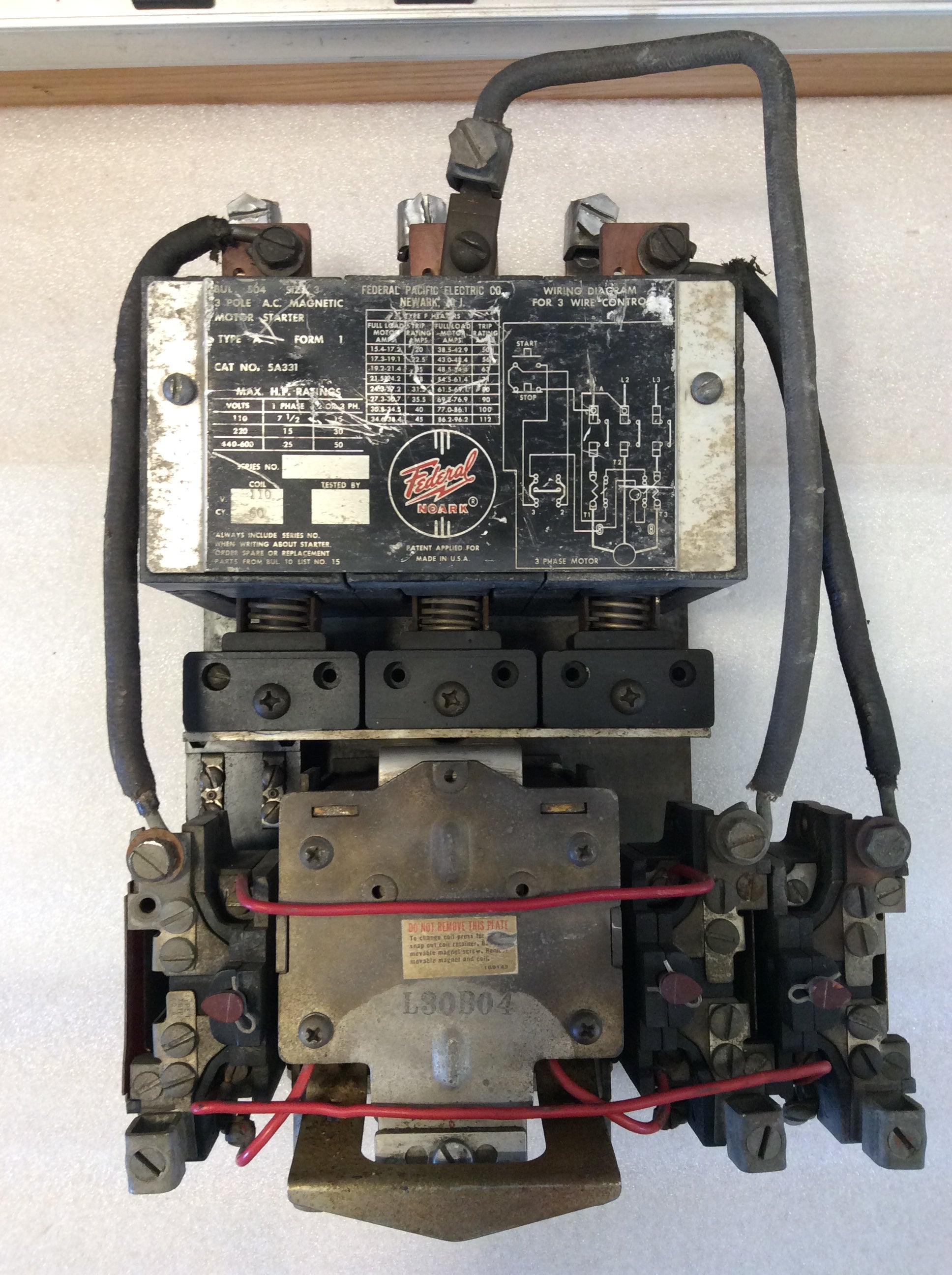 FPE 5A331 3 Phase 25-50HP 110-600VAC Max Magnetic Motor Starter 110V C