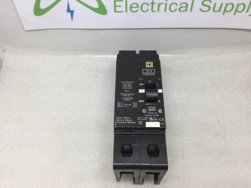 Square D Edb24030 30 Amp 480 Volt 2 Pole Circuit Breaker