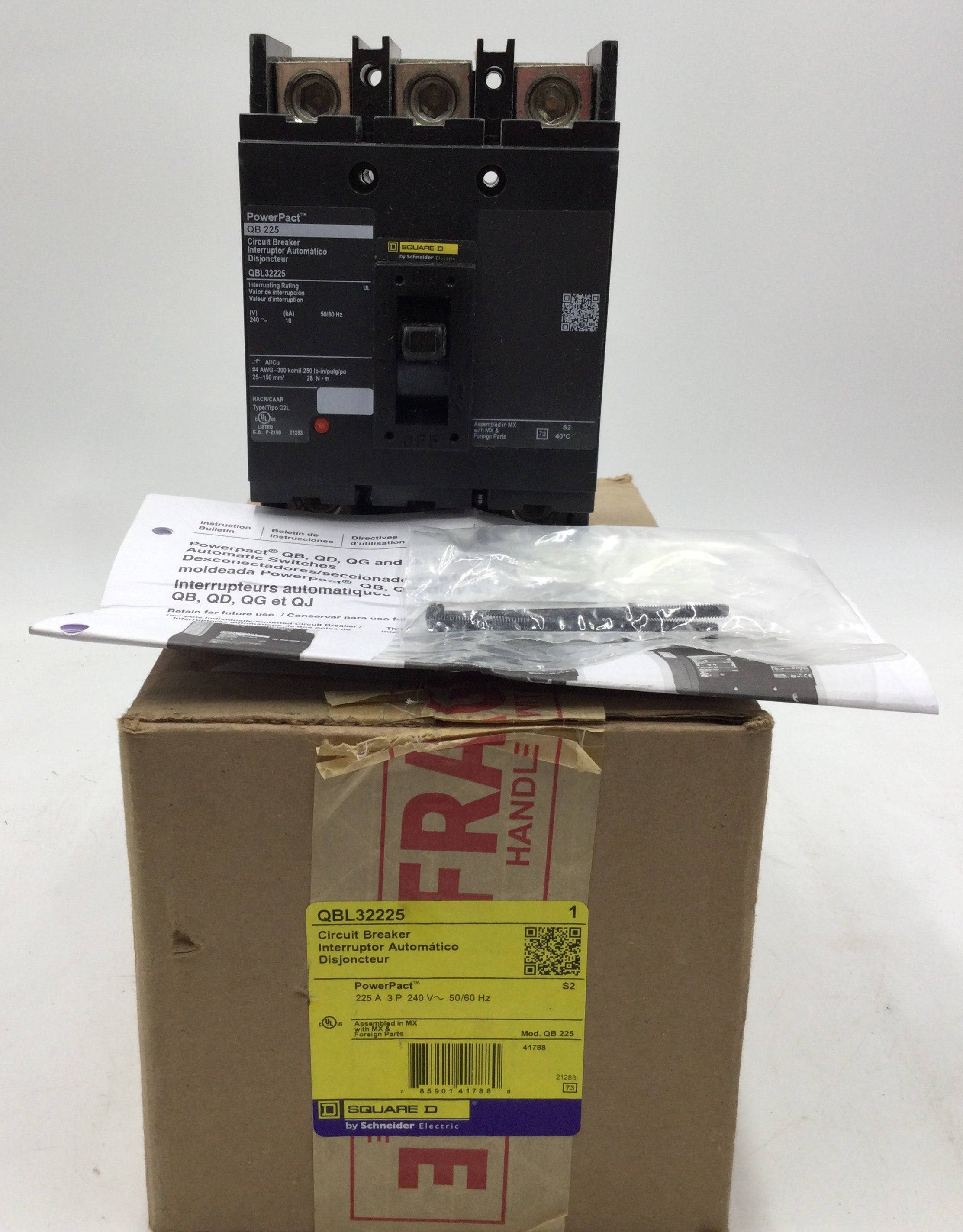 Square D QBL32225 225 Amp 3 Pole 120/240V QB 225 Power Pact Circuit Br