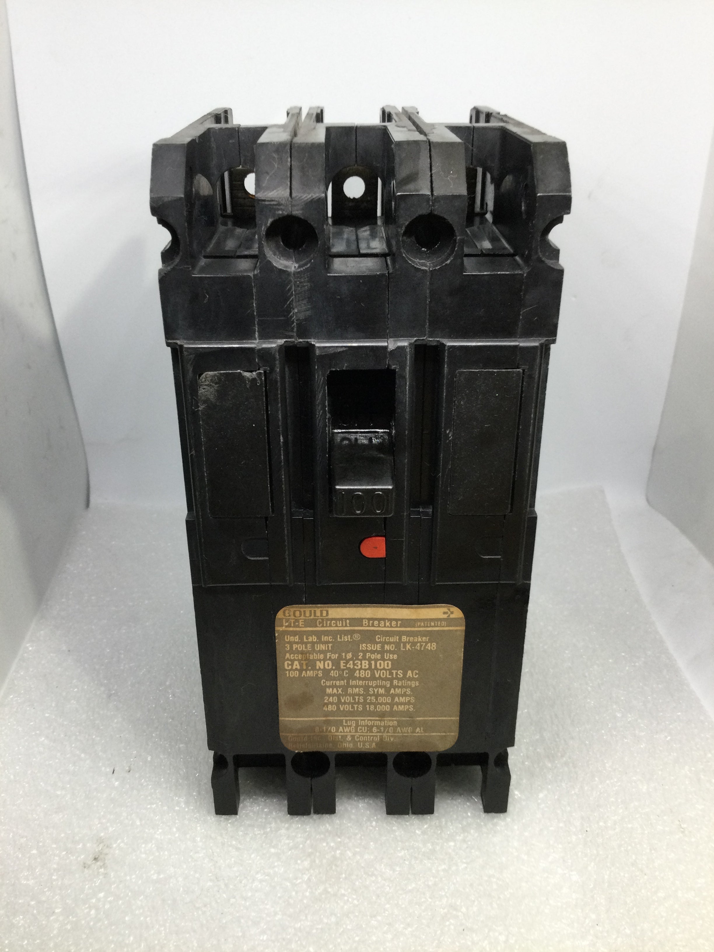 Gould/ITE E43B100 3 Pole 100 Amp Circuit Breaker 25 kAIC @ 240v/ 18kAI