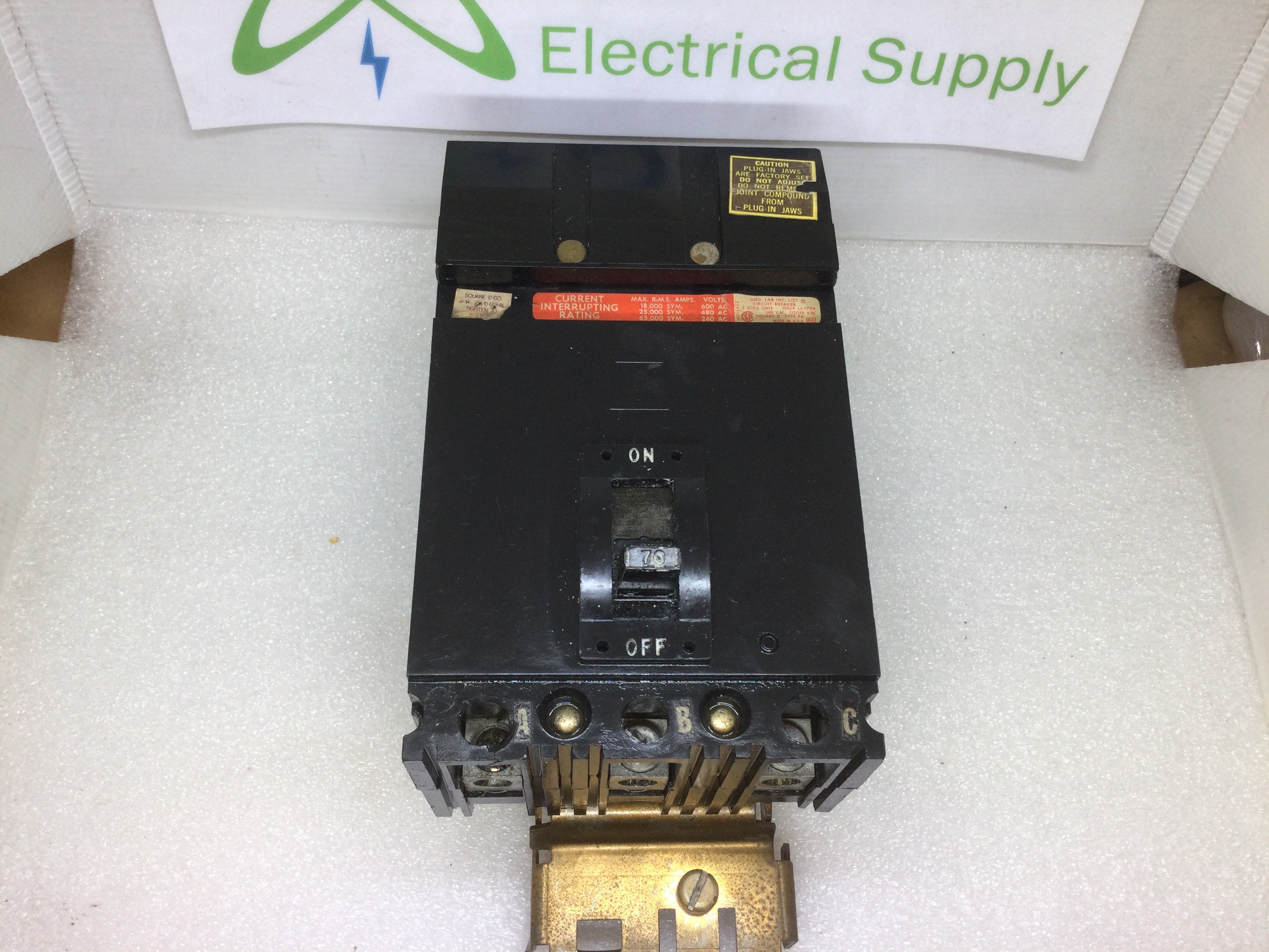 Square D FA36070 70 Amp 600 Volt 3 Pole I Line Circuit Breaker