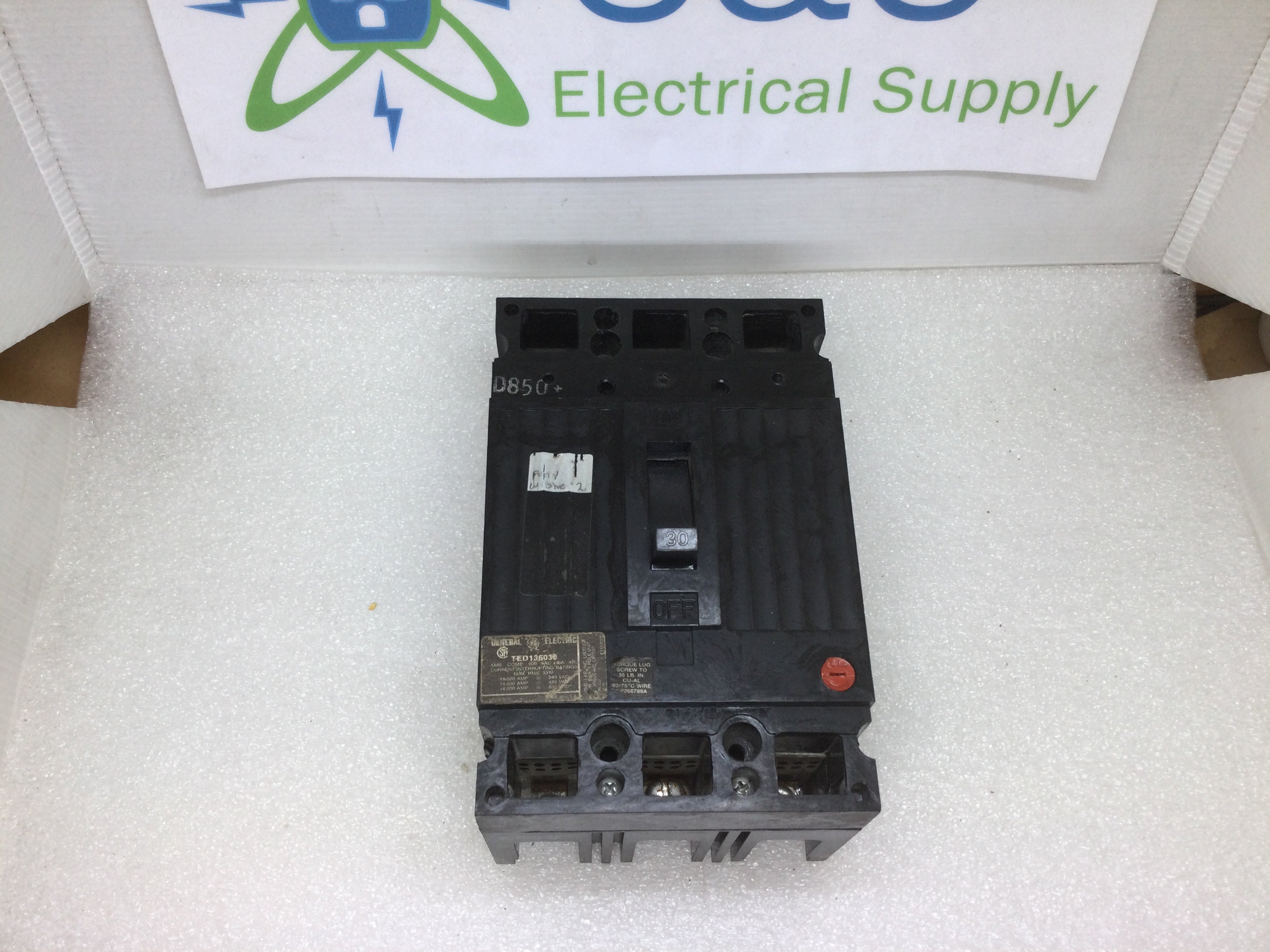 GE General Electric TED136030 30 Amp 3 Pole 600V Type TED Circuit Brea