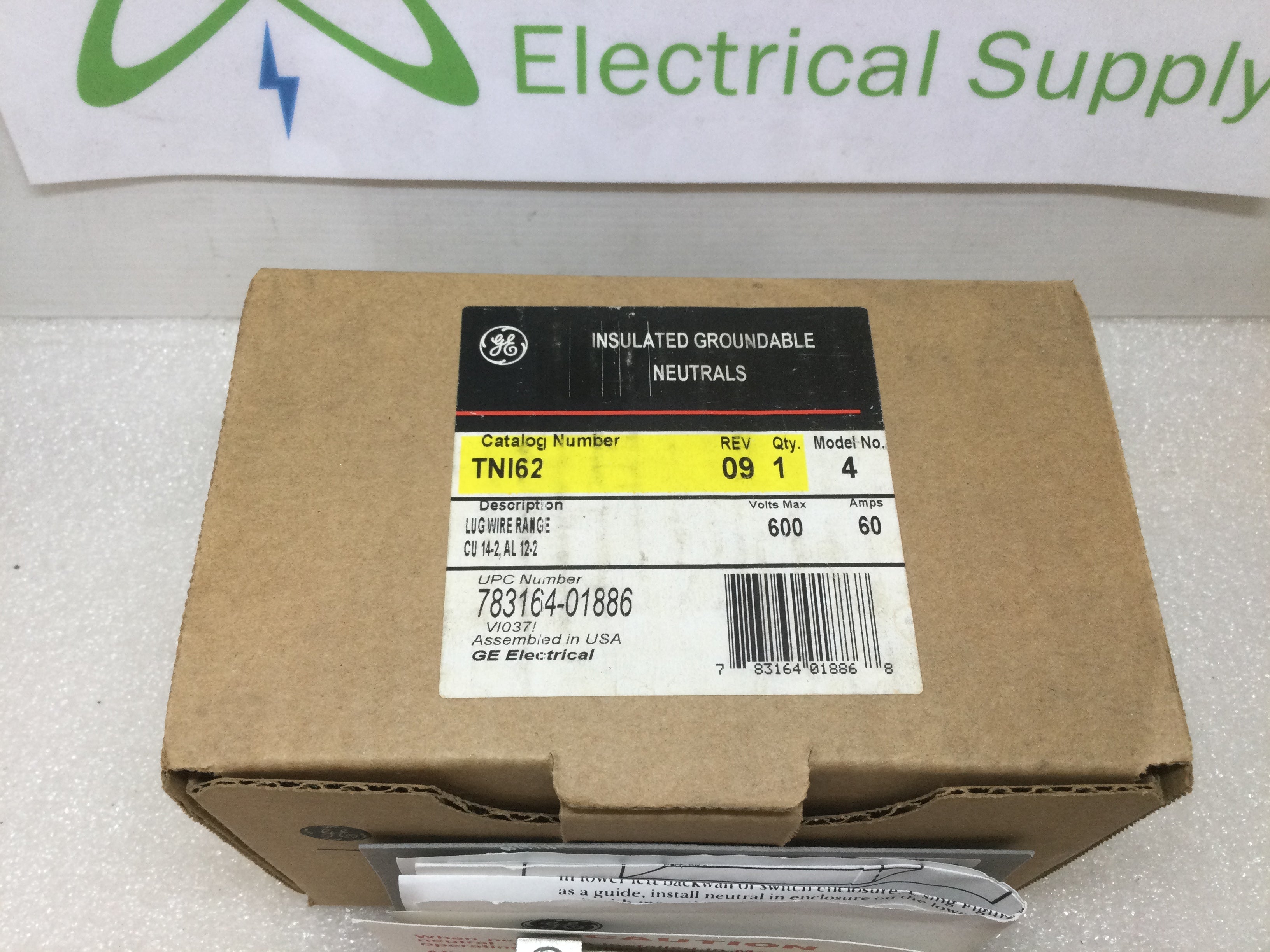 GE Insulated Groundable Neutral TNI62 Rev 09 Model 4 60 Amp 600v
