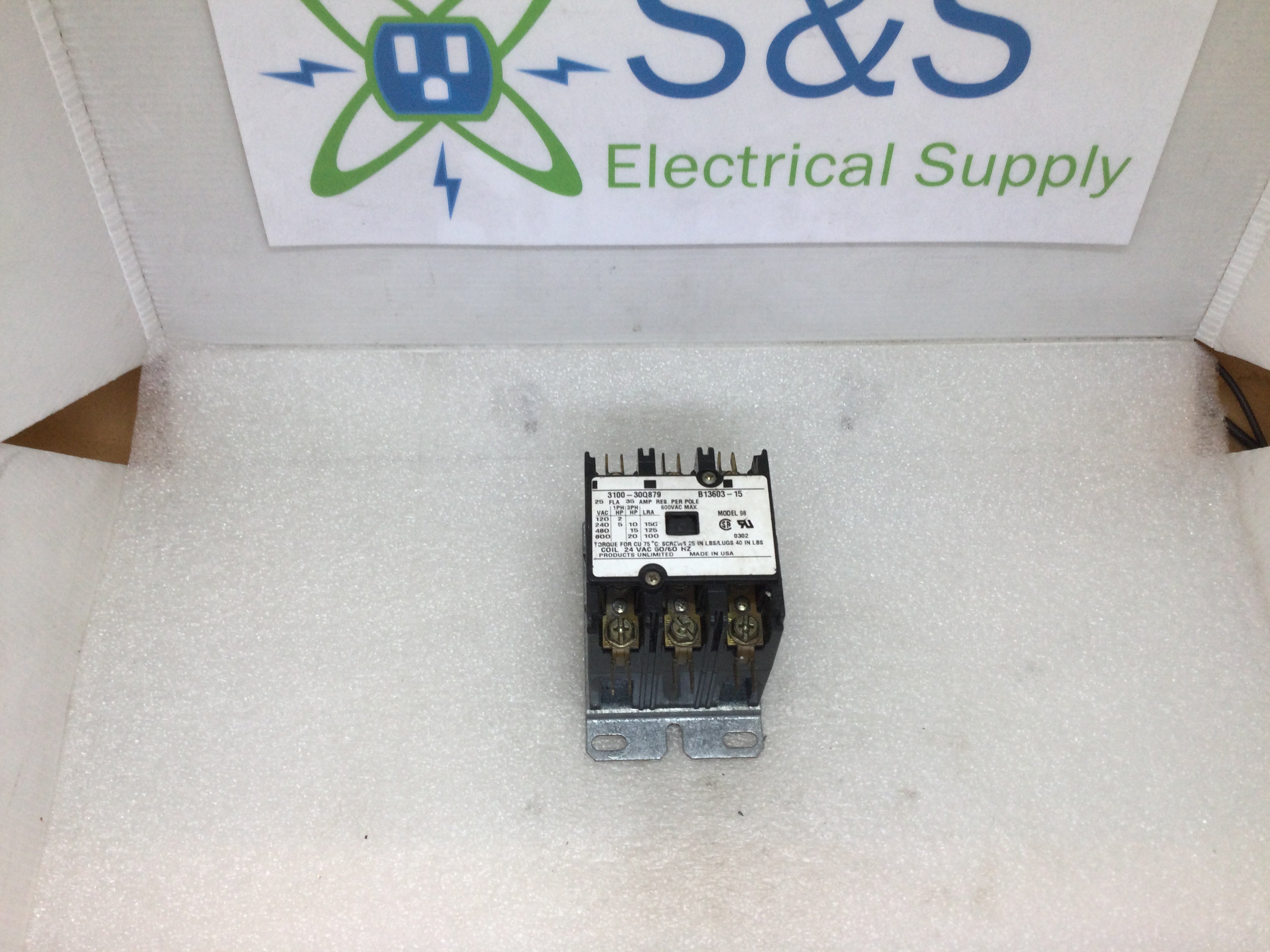 Products Unlimited 3100-30Q879 3 Pole 35A 600VAC HVAC Contactor