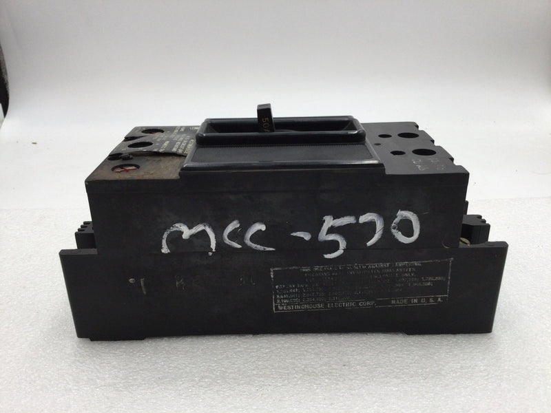 Westinghouse F3050 50 Amp 3 Pole 600V AB De-Ion Circuit Breaker