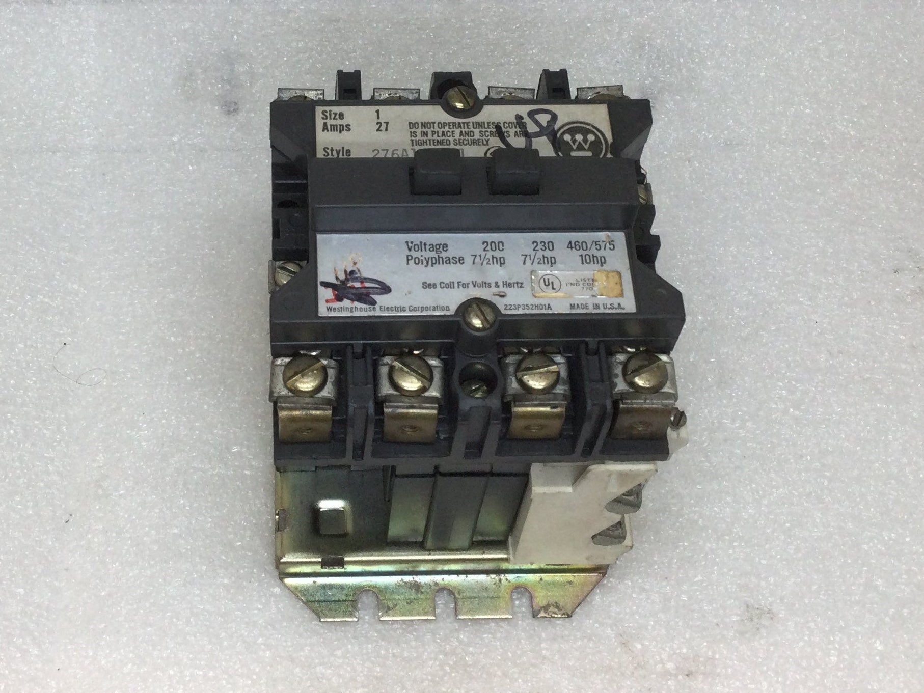Westinghouse A201K1CA Style 276A134G01 Size1 30A 120V Coil 600VAC Max