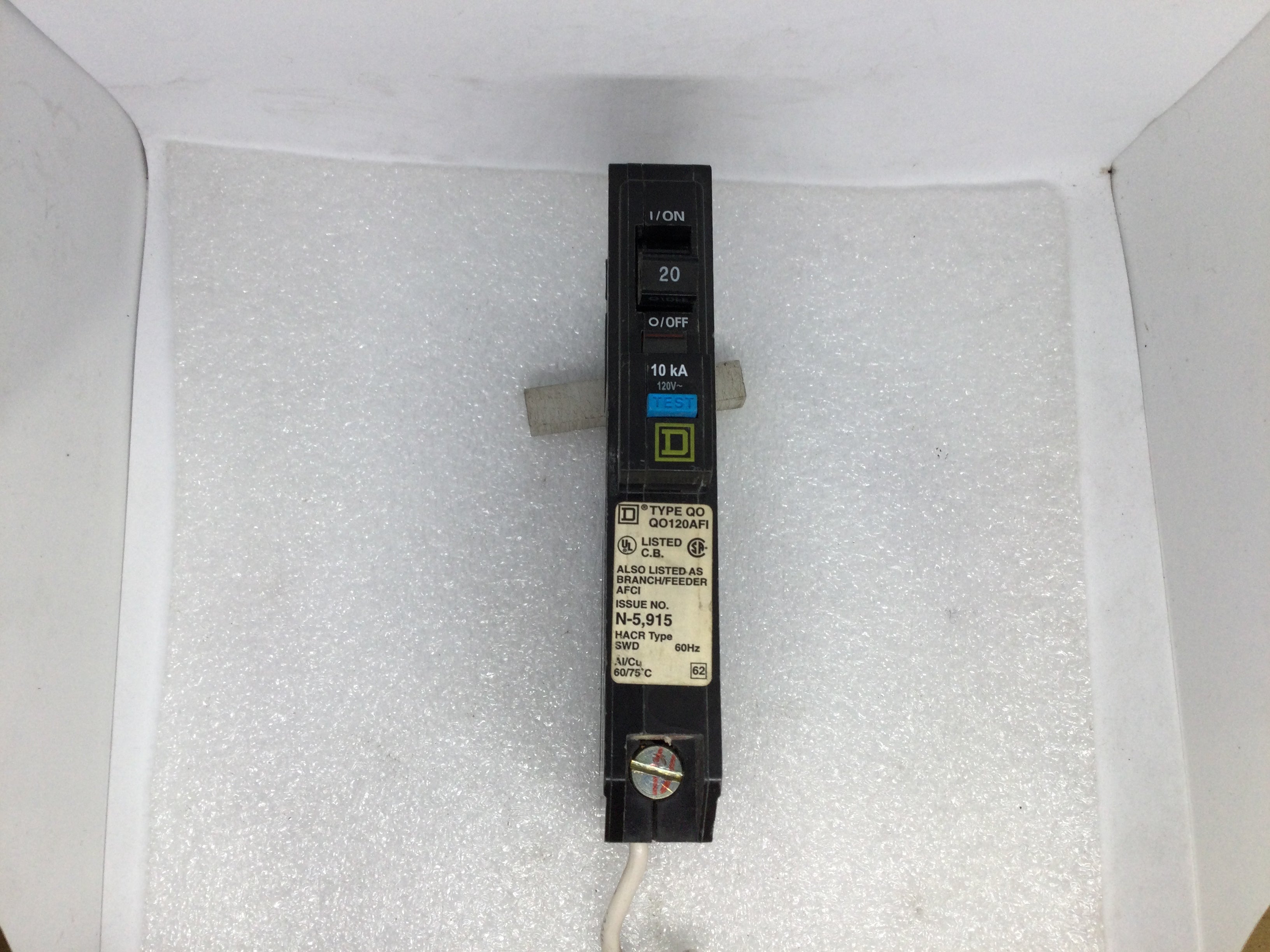 Square D QO120AFI Circuit Breaker 120v 20 Amp 1 Pole AFCI