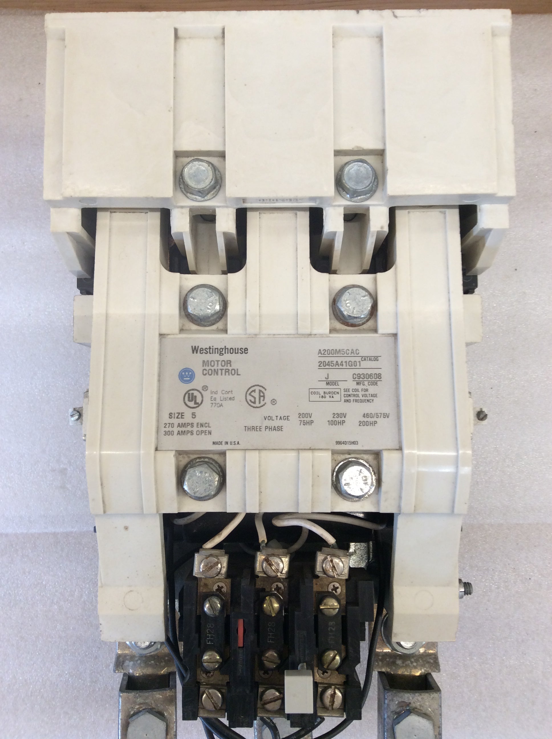 Westinghouse A200M5CAC 3 Phase Motor Control Size 5 575VAC @ 200Hp Max